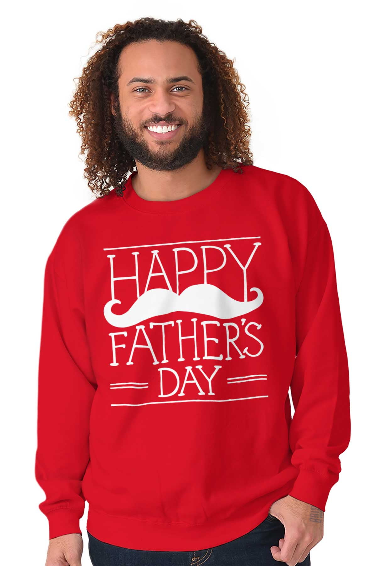 Happy Father's Day Dad Mustache Men's Crewneck Sweatshirt Brisco Brands ...