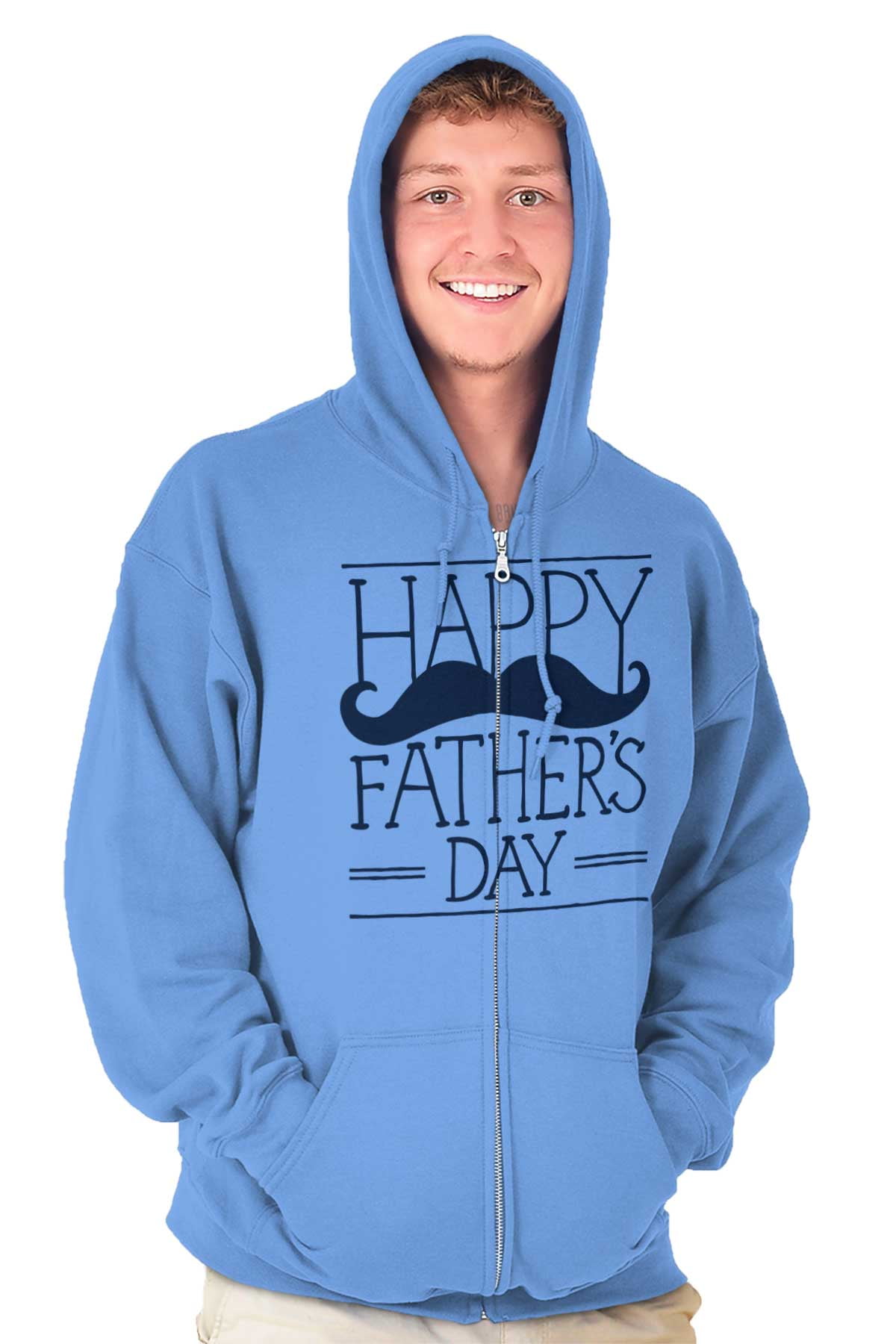 Happy Father's Day Dad Mustache Zip Hoodie Sweatshirt Men Brisco Brands ...