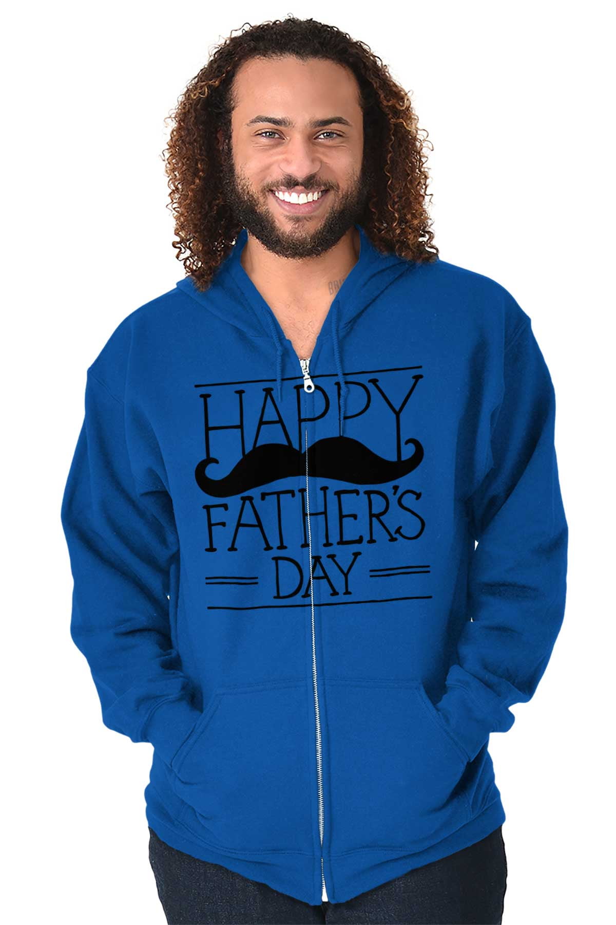 Happy Father's Day Dad Mustache Zip Hoodie Sweatshirt Men Brisco Brands ...