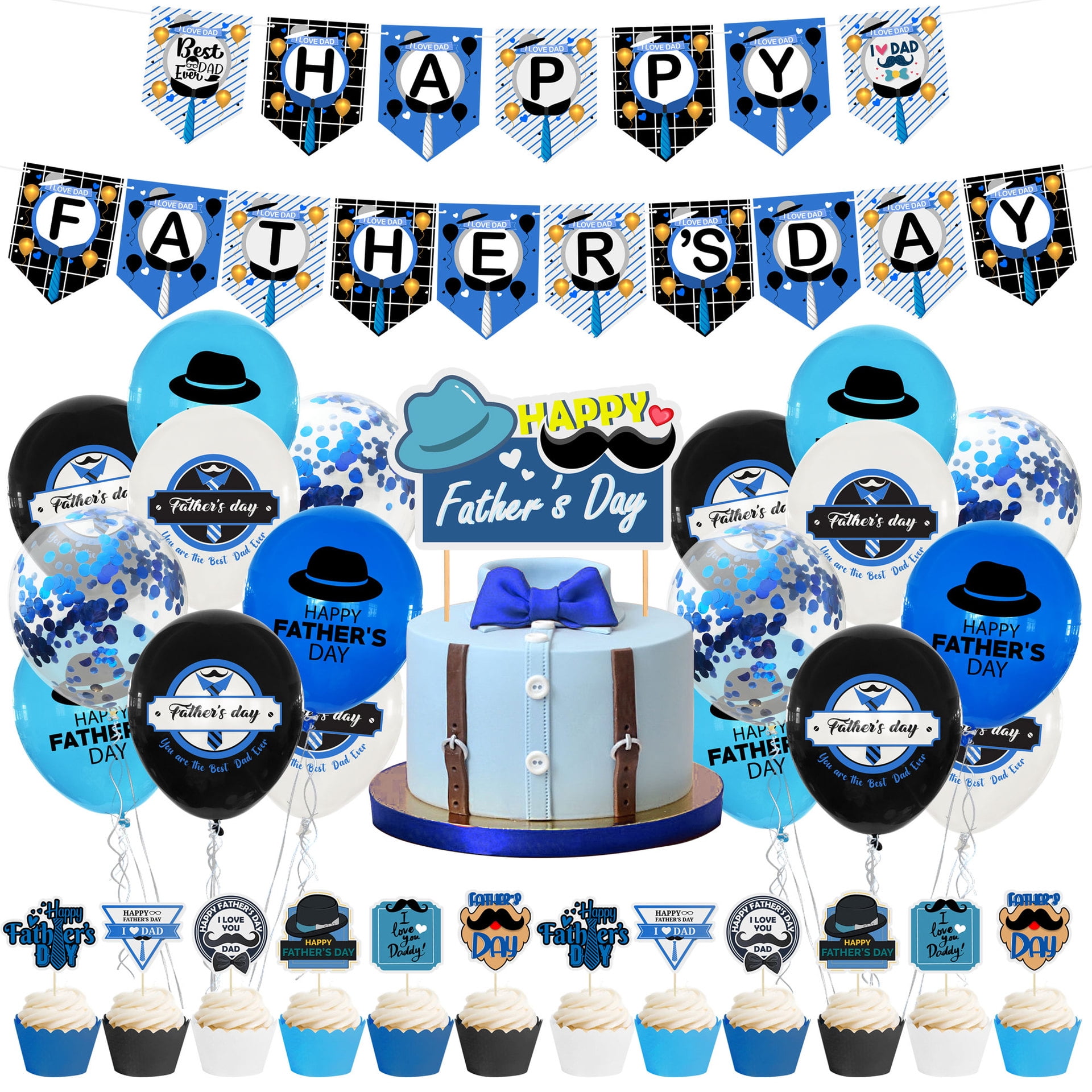 KEQI Party Supplies for Father's Day Decorations with Banner, Cake ...