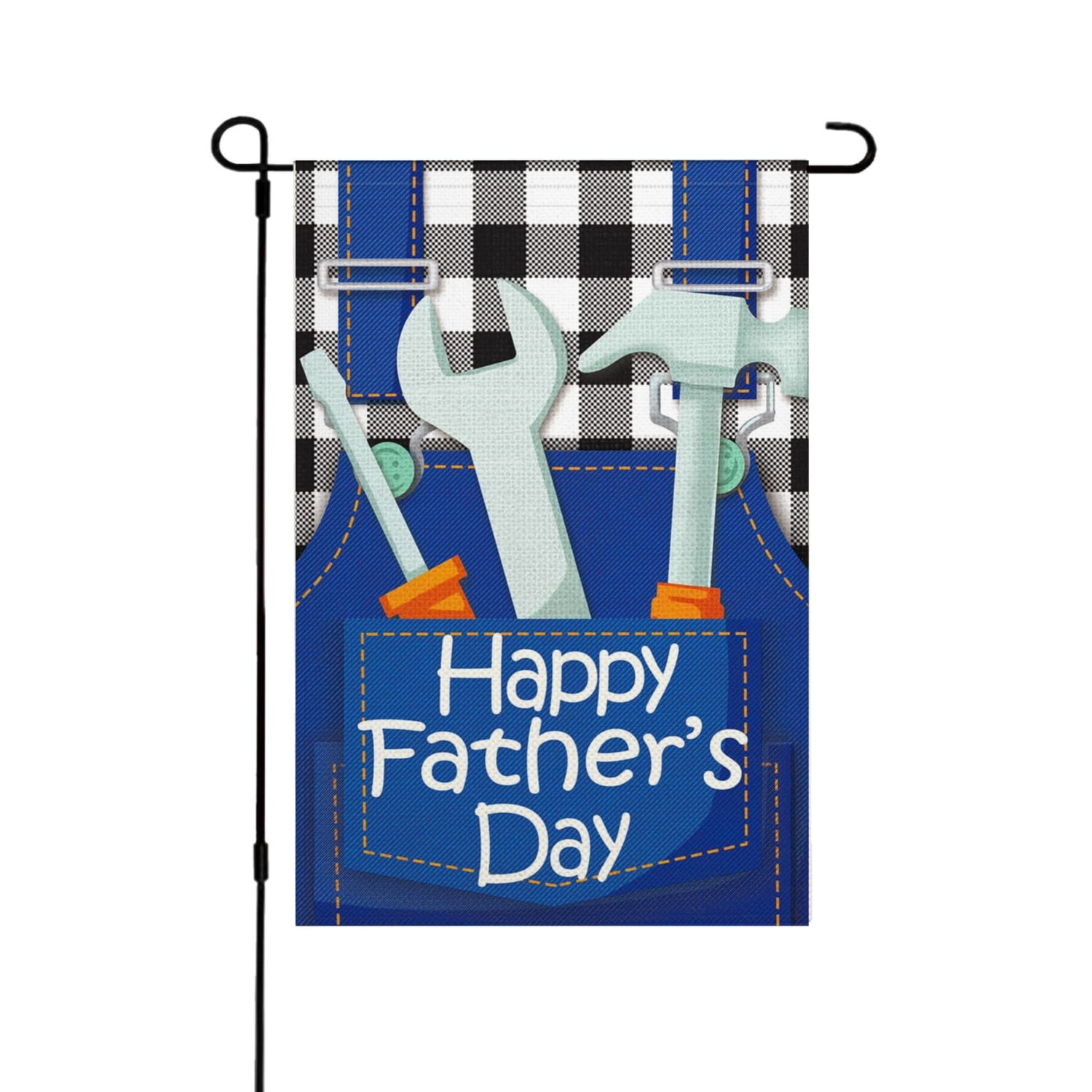 Happy Father's Day Garden Flag 12x18 Double Sided, Burlap Buffalo Check ...