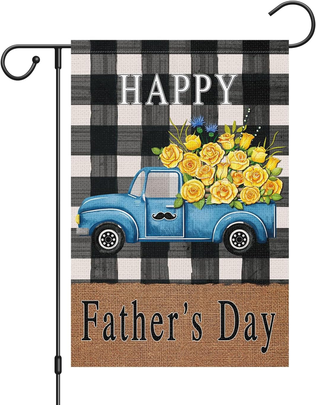 Happy Father's Day Garden Flag Double Sided, Rose Flower Truck Garden ...
