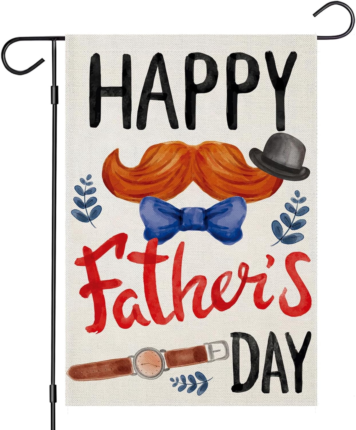 Happy Father's Day Garden Flags for Outside, Hat Tie Beard Watch Yard ...