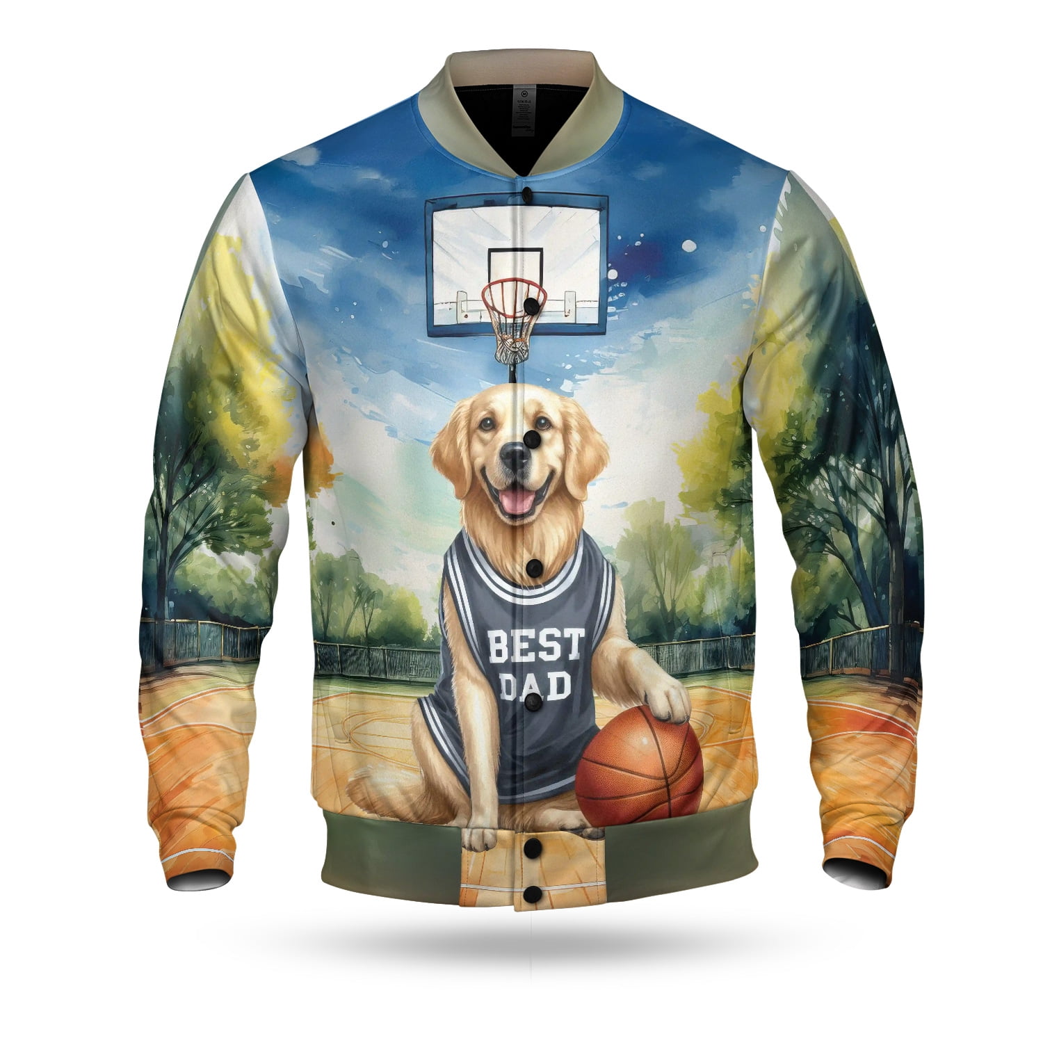 Happy Father's Day Golden Retriever Playing Basketball with Best Dad ...