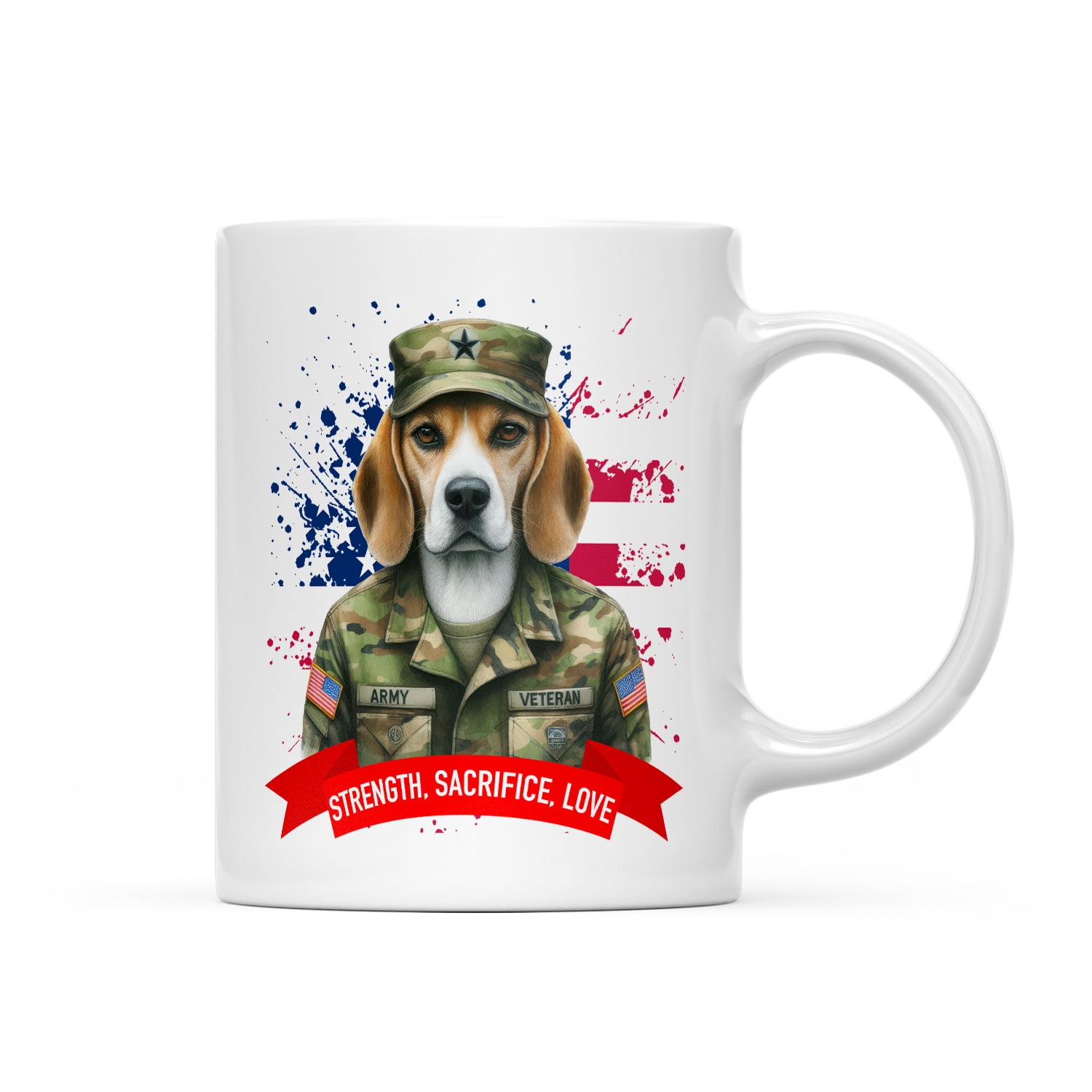 Happy Father's Day Honoring Veterans Beagle in Army Uniform Mug Beagles ...
