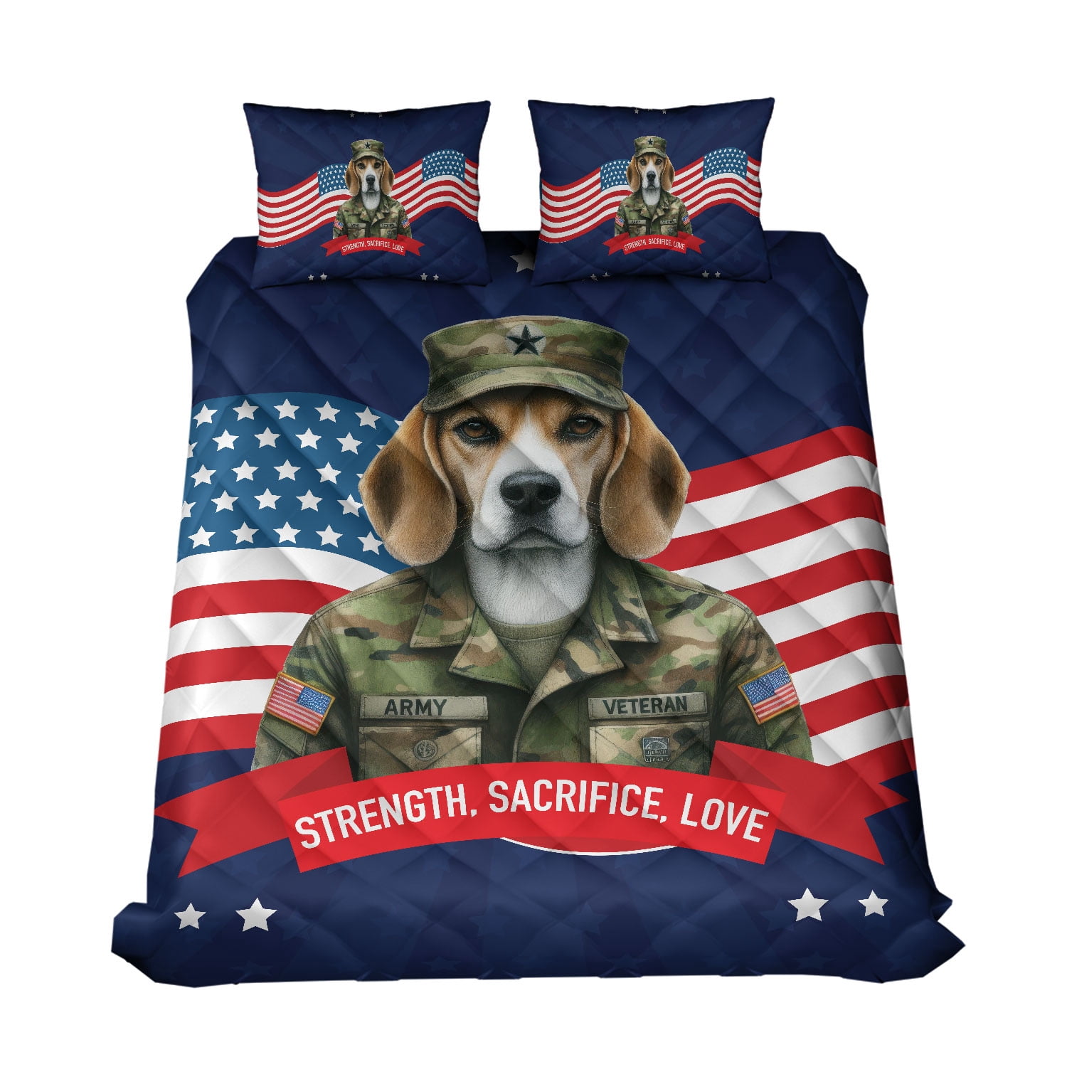 Happy Father's Day Honoring Veterans Beagle in Army Uniform Quilt ...