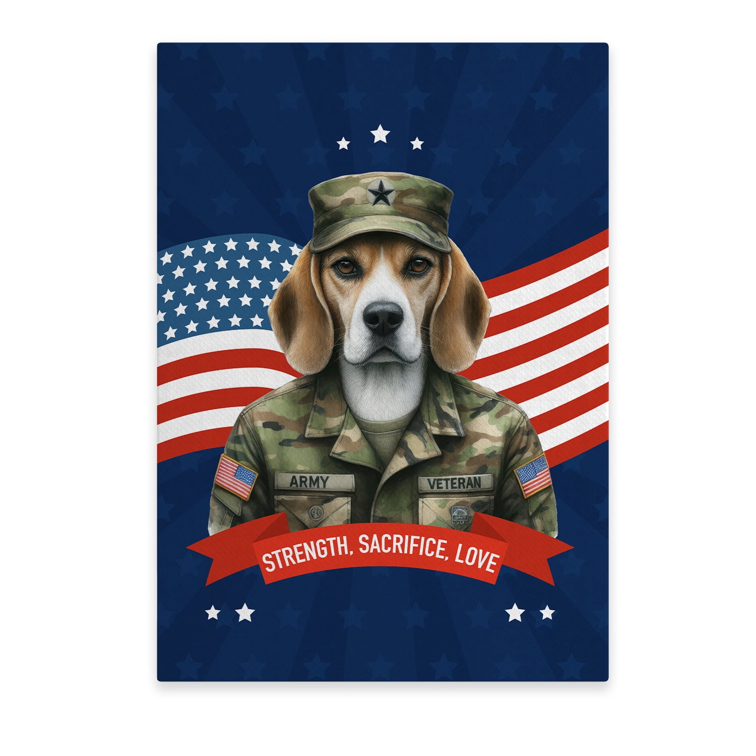 Happy Father's Day Honoring Veterans Beagle in Army Uniform Vertical ...