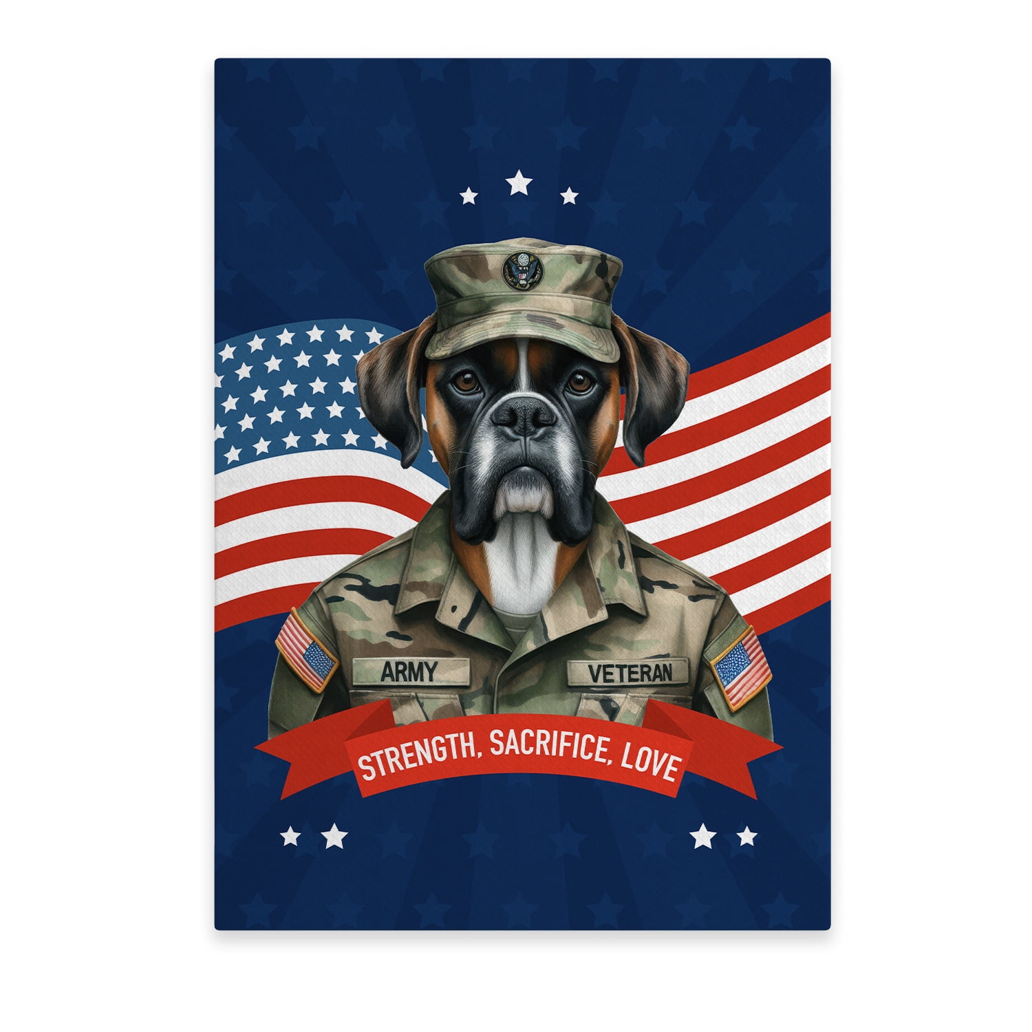 Happy Father's Day Honoring Veterans Boxer in Army Uniform Vertical ...