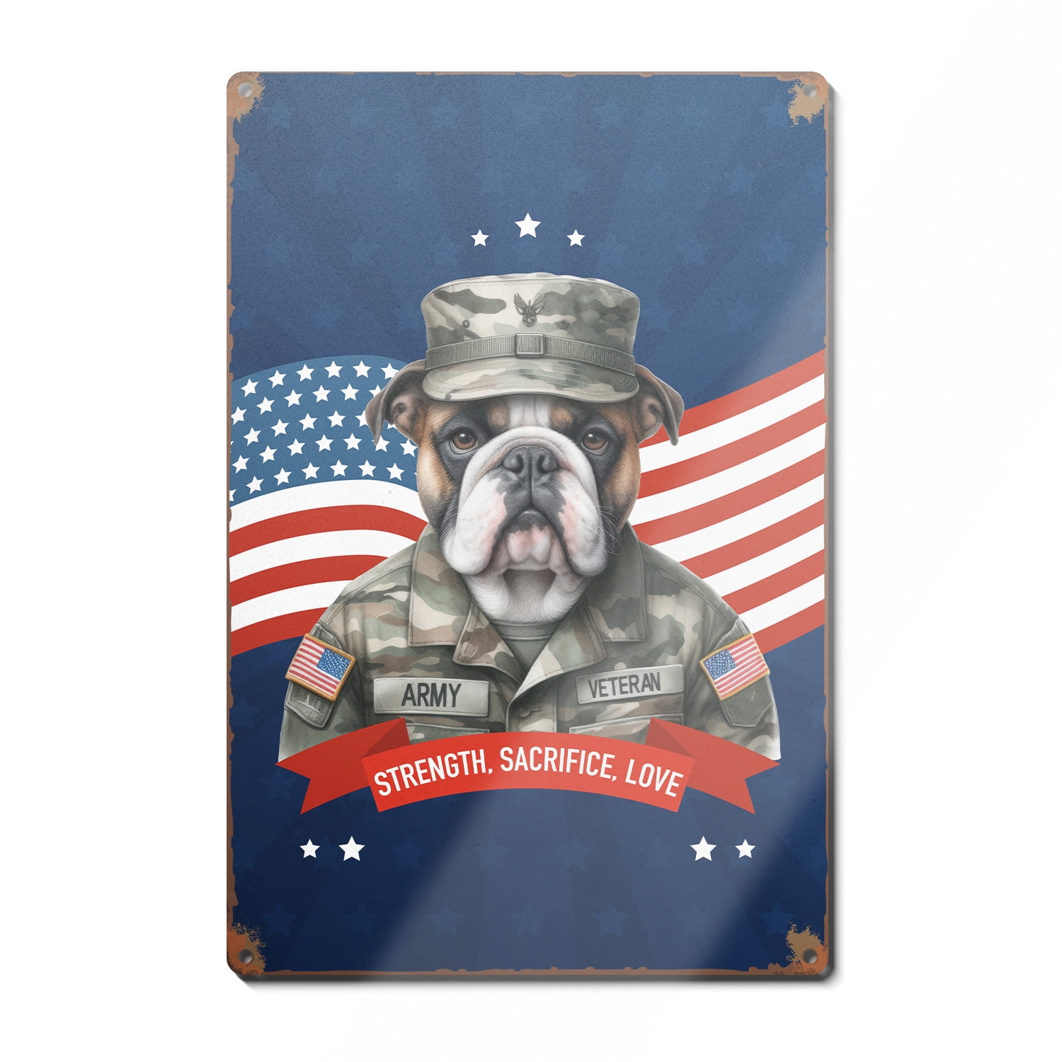 Happy Father's Day Honoring Veterans Bulldog in Army Uniform Vertical ...