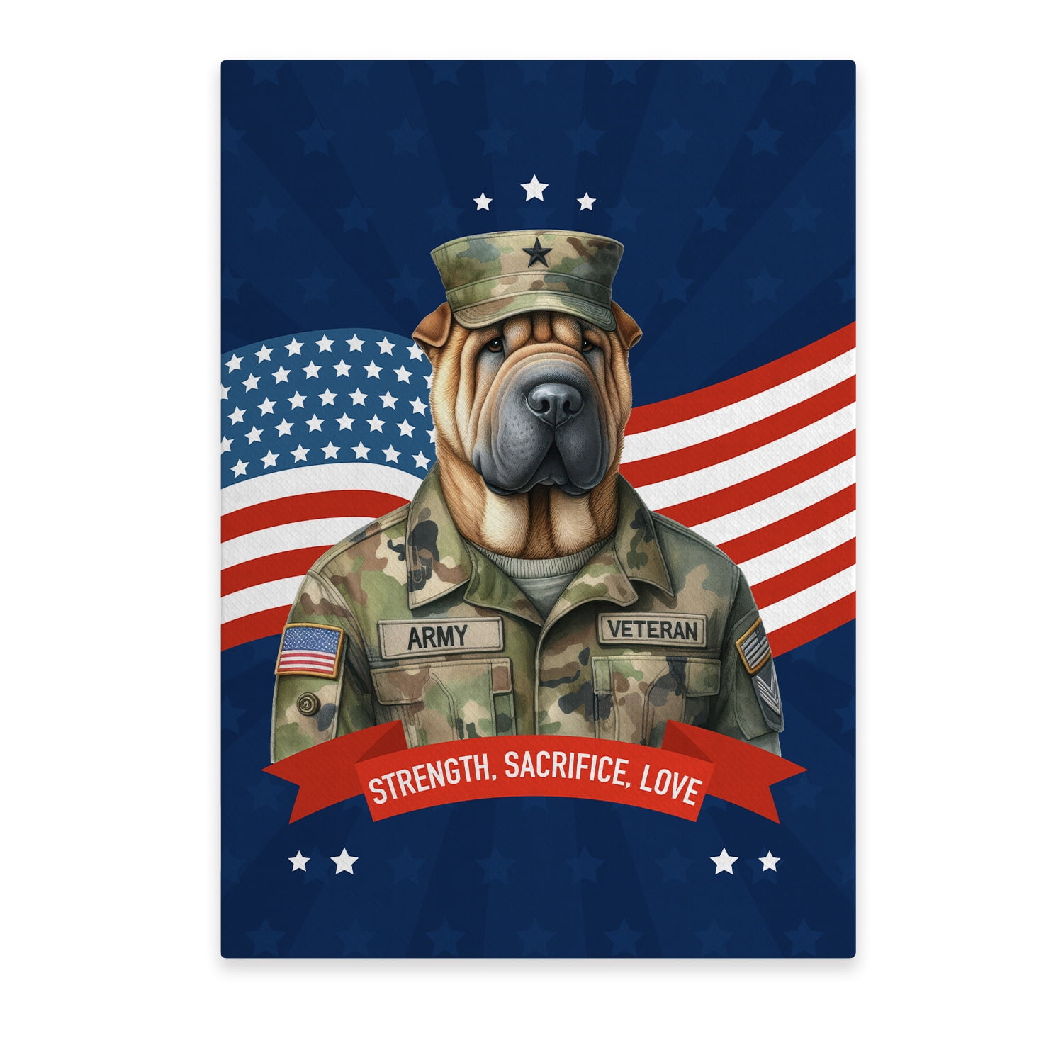 Happy Father's Day Honoring Veterans Chinese Shar-Pei in Army Uniform ...
