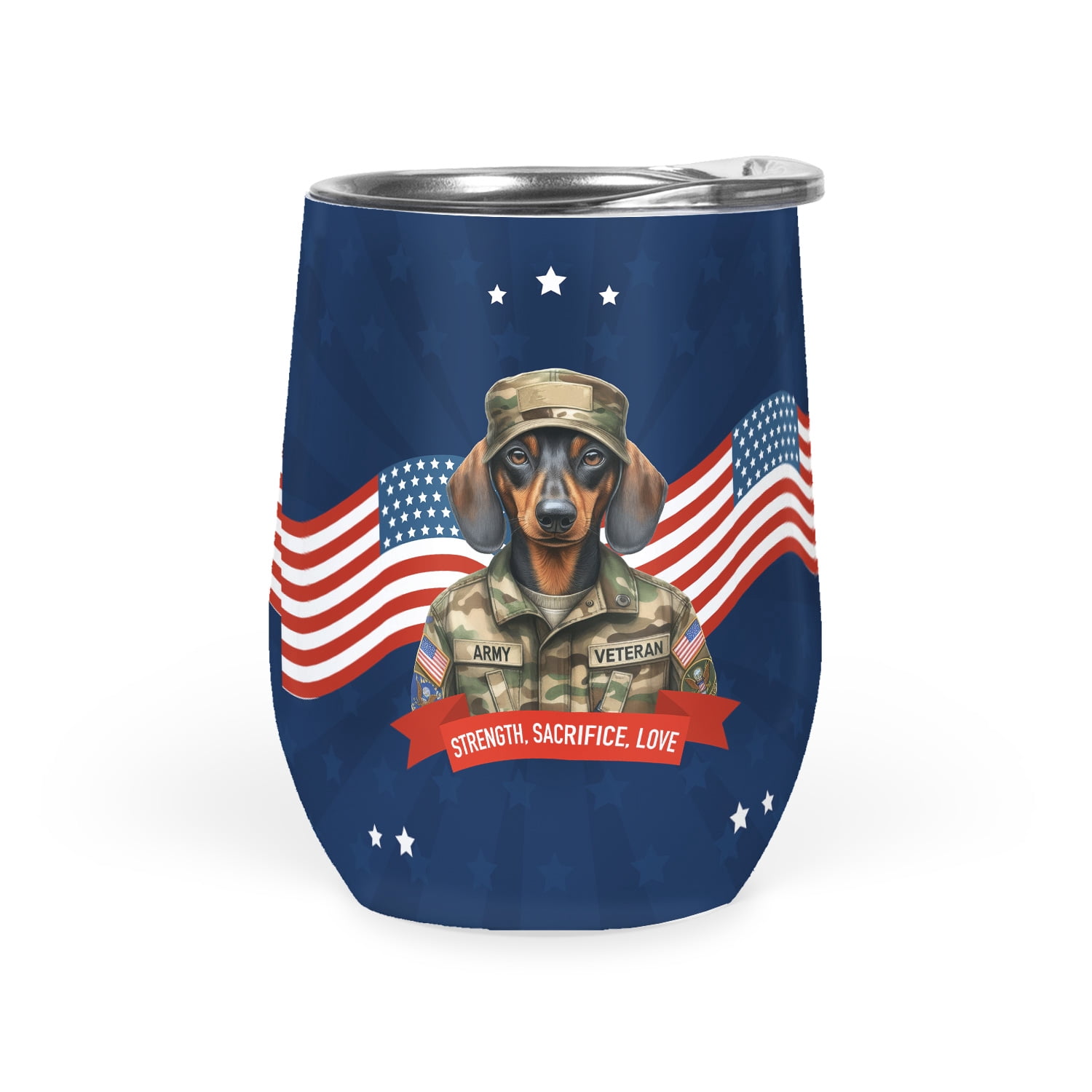 Happy Father's Day Honoring Veterans Dachshund in Army Uniform 12oz ...
