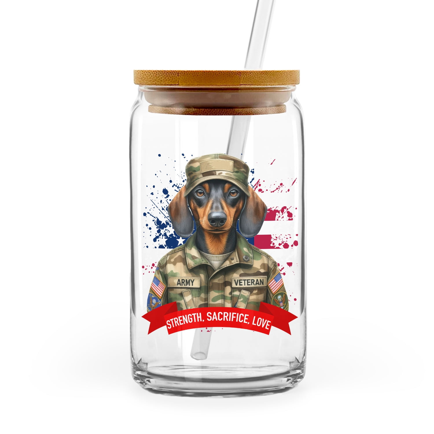 Happy Father's Day Honoring Veterans Dachshund in Army Uniform 16oz ...