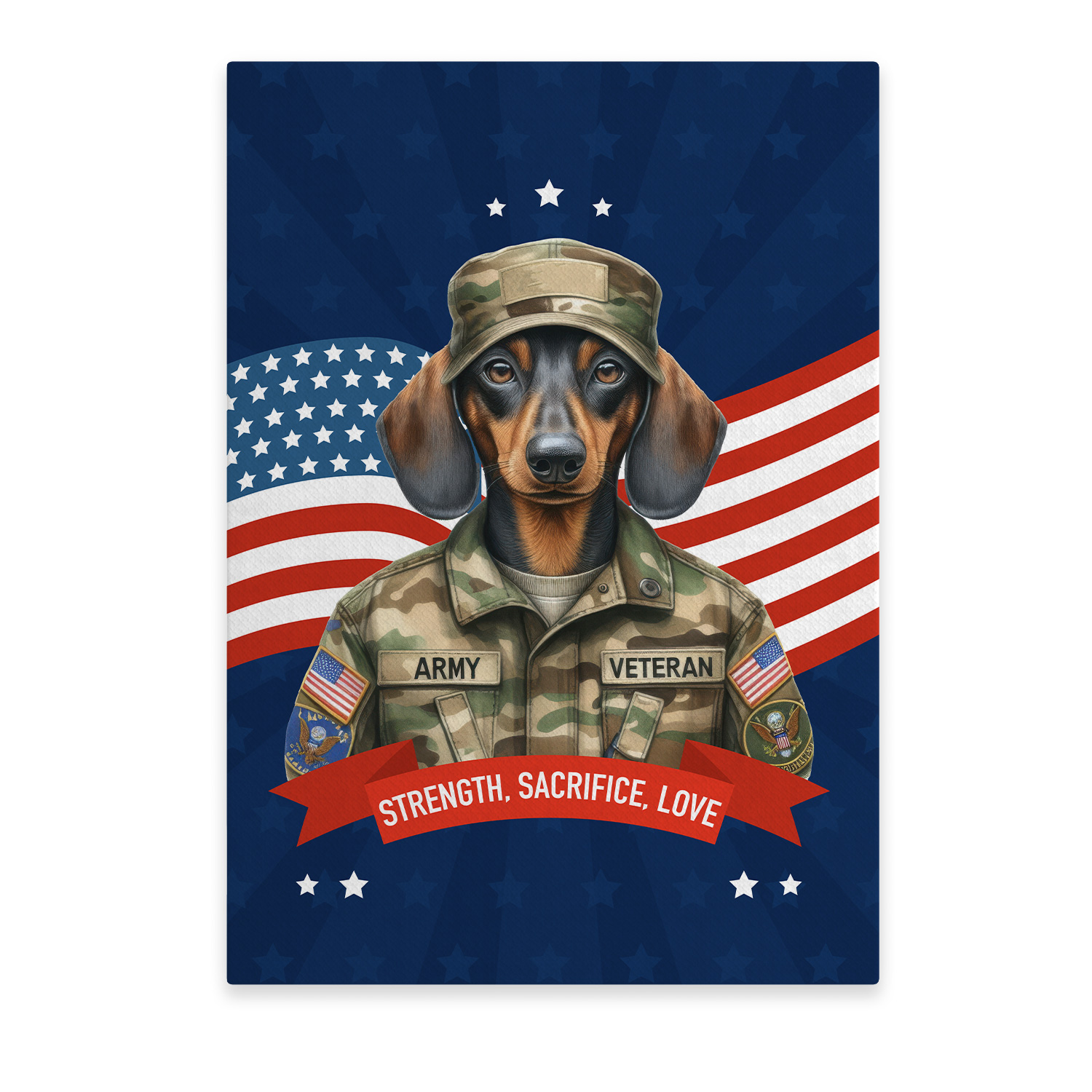 Happy Father's Day Honoring Veterans Dachshund in Army Uniform Vertical ...