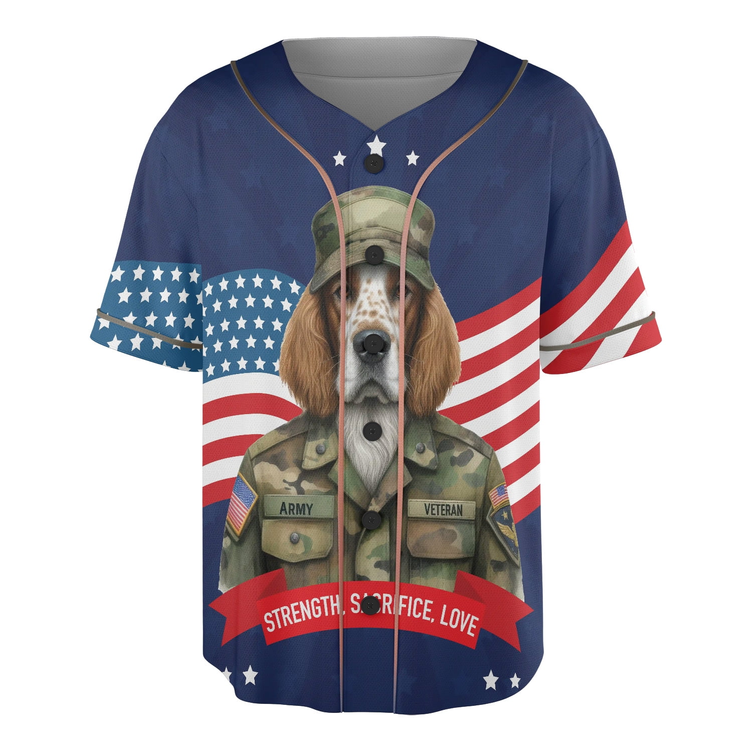 Happy Father's Day Honoring Veterans English Setter in Army Uniform All ...