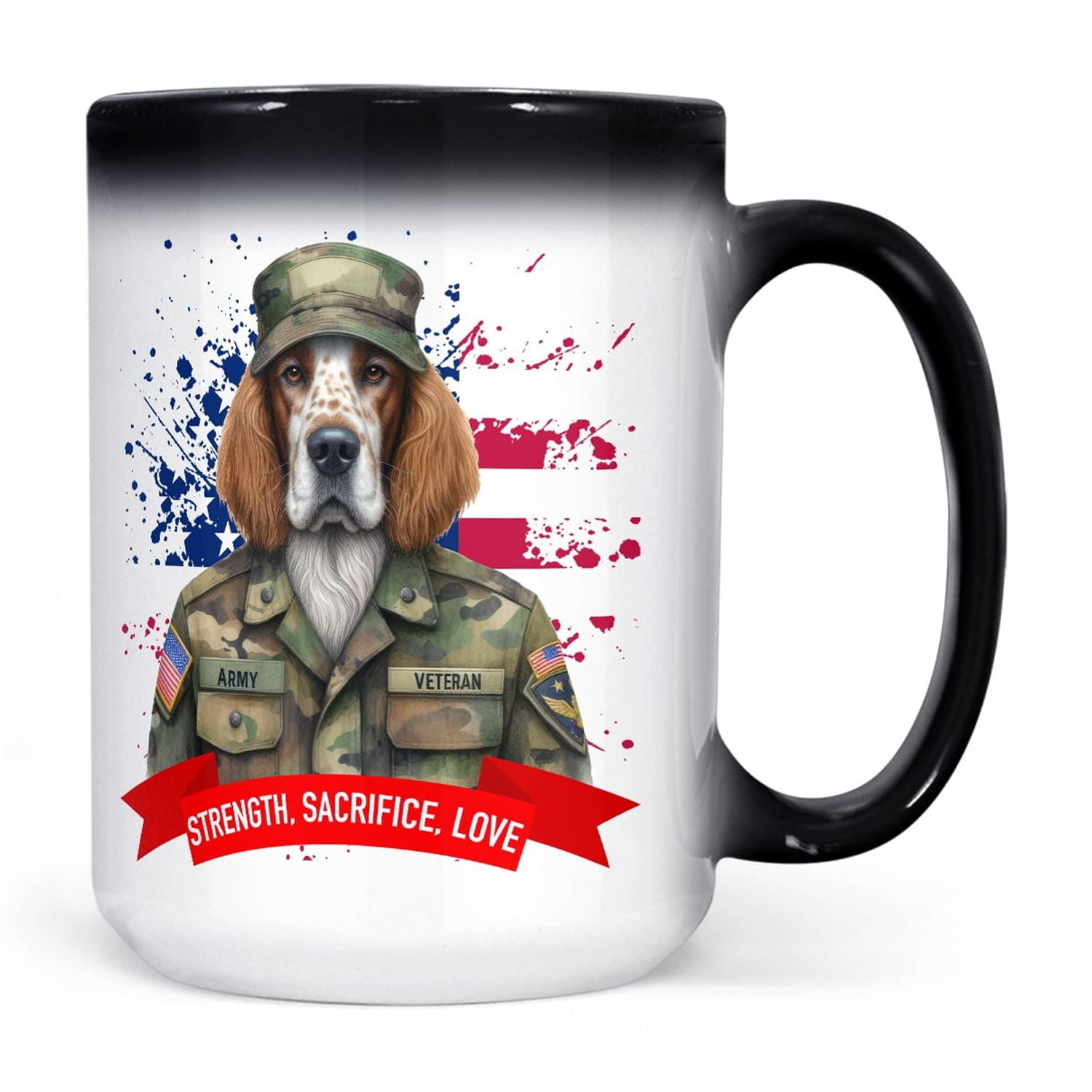 Happy Father's Day Honoring Veterans English Setter in Army Uniform ...
