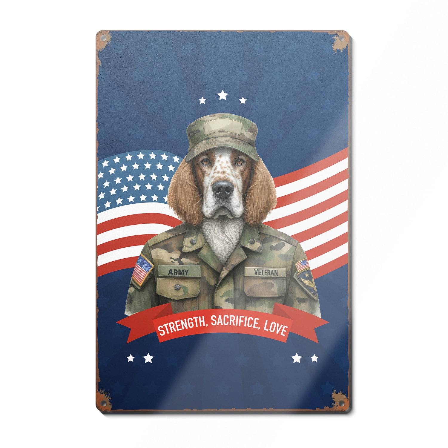 Happy Father's Day Honoring Veterans English Setter in Army Uniform ...