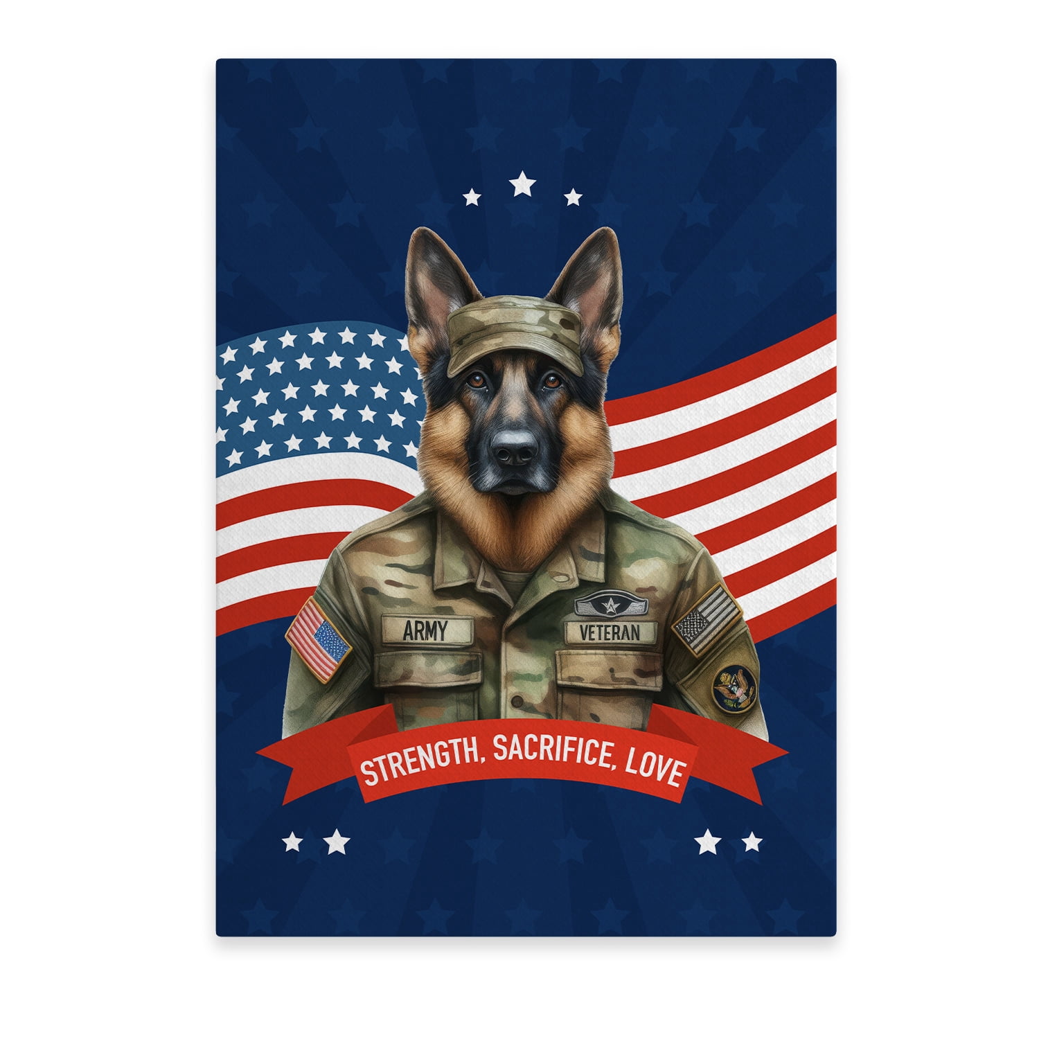 Happy Father's Day Honoring Veterans German Shepherd in Army Uniform ...