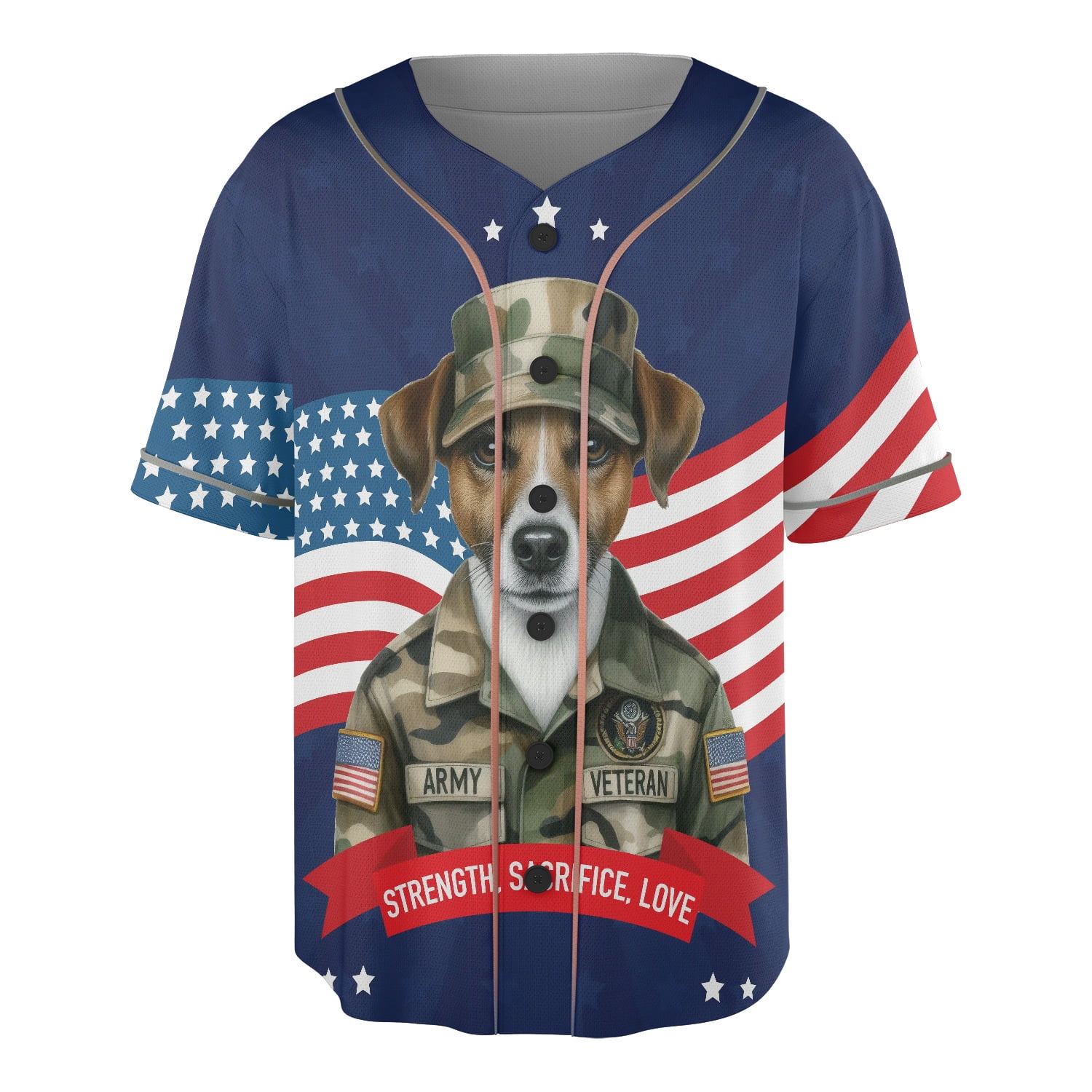 Happy Father's Day Honoring Veterans Jack Russell Terrier in Army Uniform All Over Print 3D ...