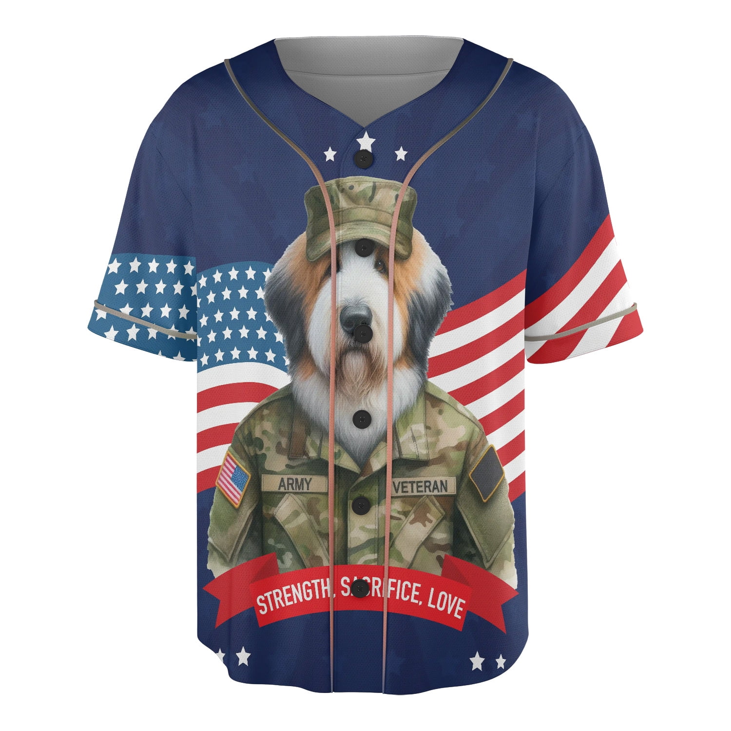 Happy Father's Day Honoring Veterans Old English Sheepdog in Army ...