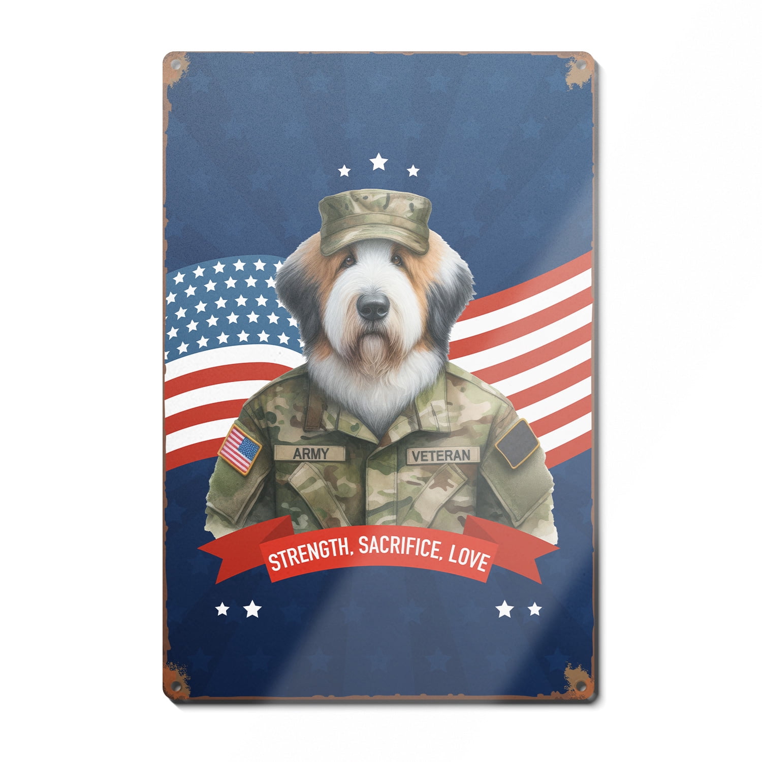 Happy Father's Day Honoring Veterans Old English Sheepdog in Army ...