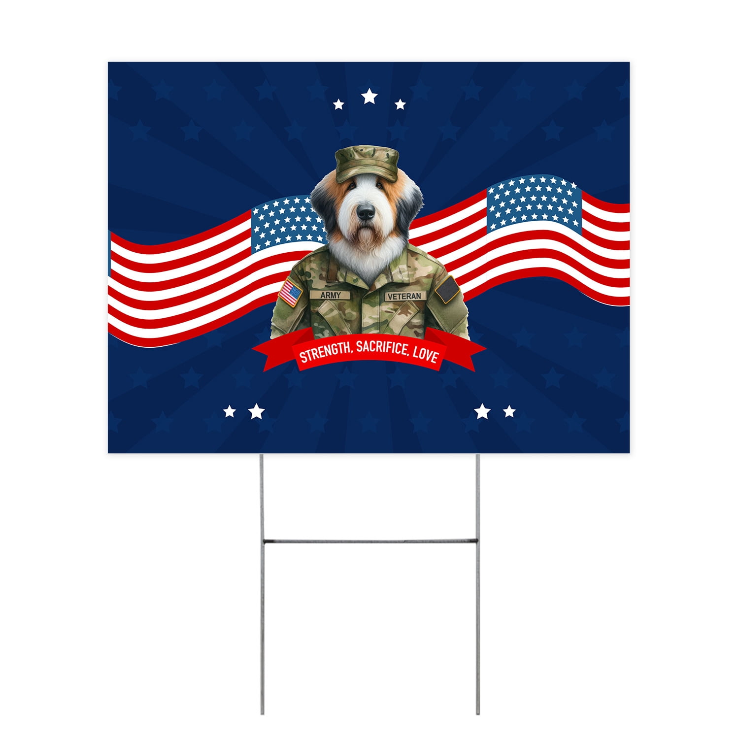 Happy Father's Day Honoring Veterans Old English Sheepdog in Army ...