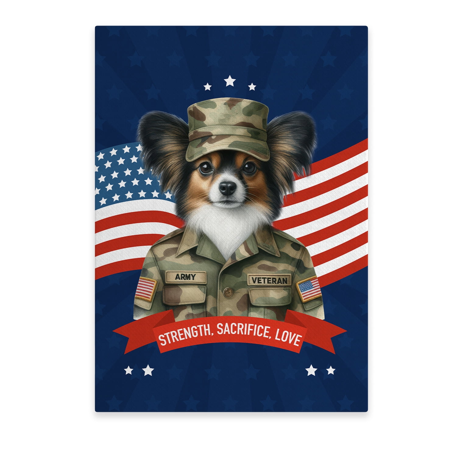 Happy Father's Day Honoring Veterans Papillon in Army Uniform Vertical ...