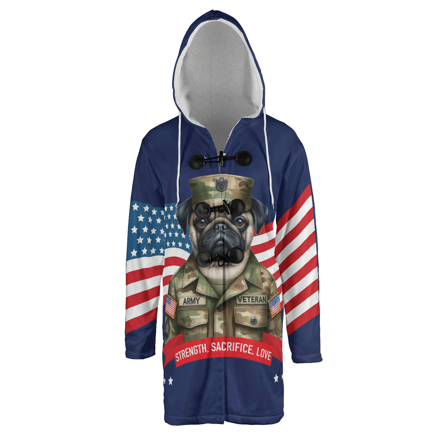 Happy Father's Day Honoring Veterans Pug in Army Uniform All Over Print ...