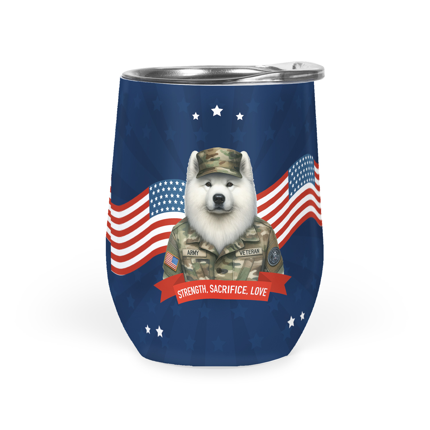Happy Father's Day Honoring Veterans Samoyed in Army Uniform 12oz ...