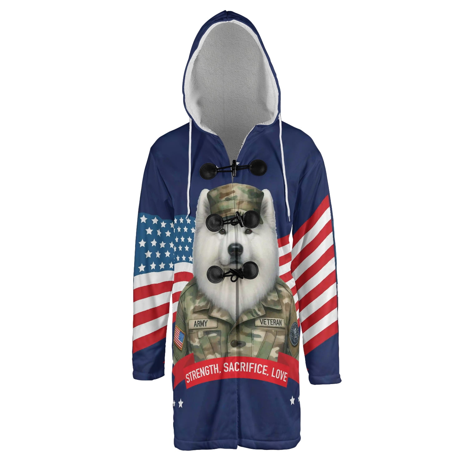 Happy Father's Day Honoring Veterans Samoyed in Army Uniform All Over ...