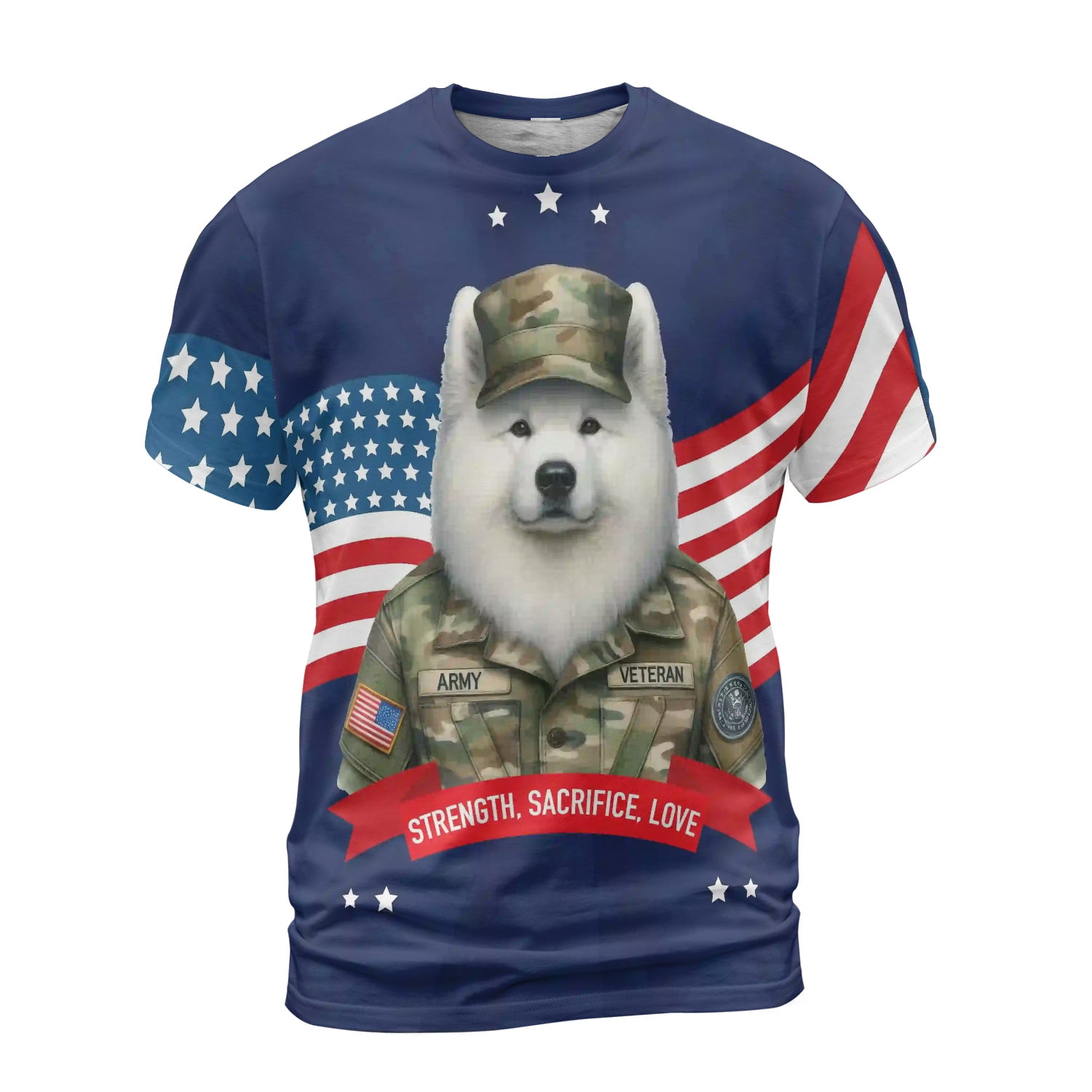 Happy Father's Day Honoring Veterans Samoyed in Army Uniform All Over ...