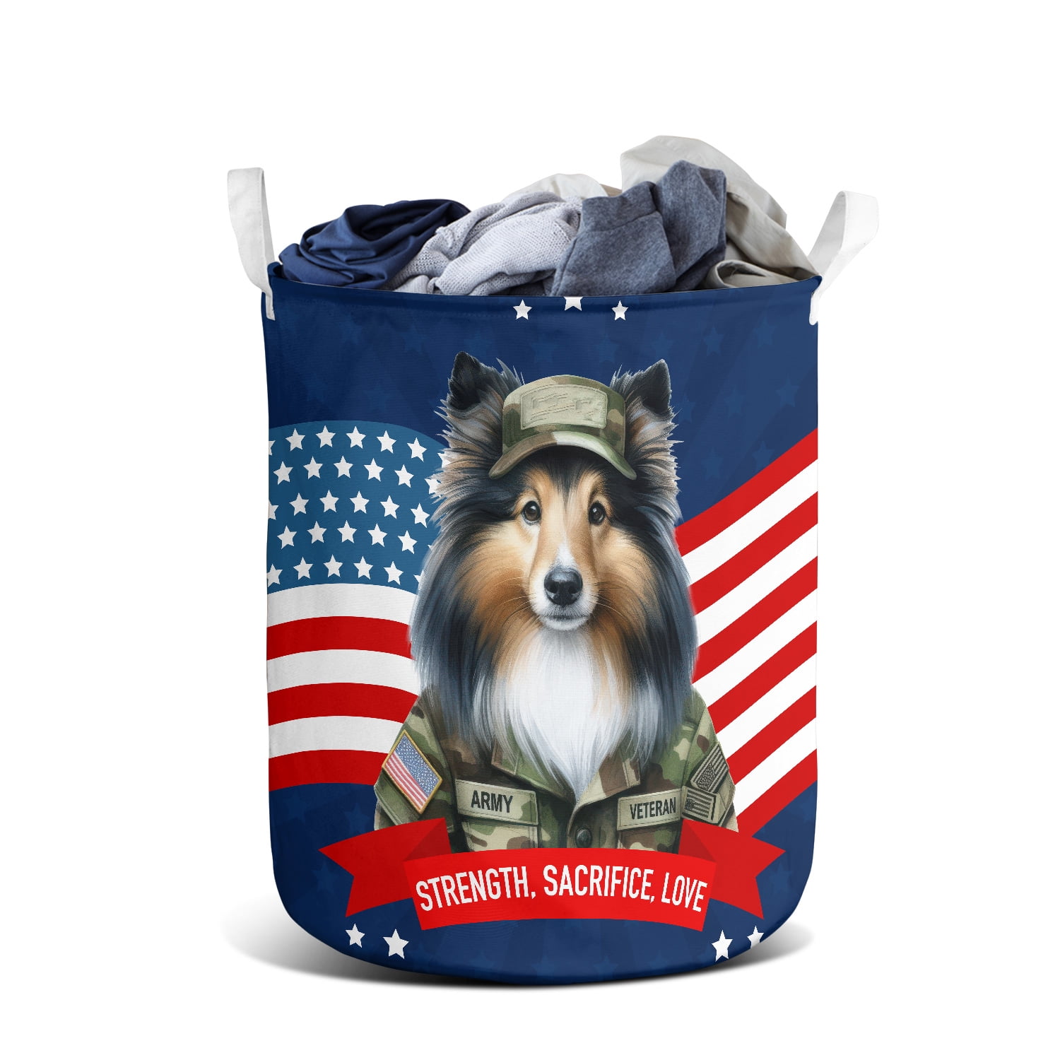 Happy Father's Day Honoring Veterans Shetland Sheepdog in Army Uniform ...