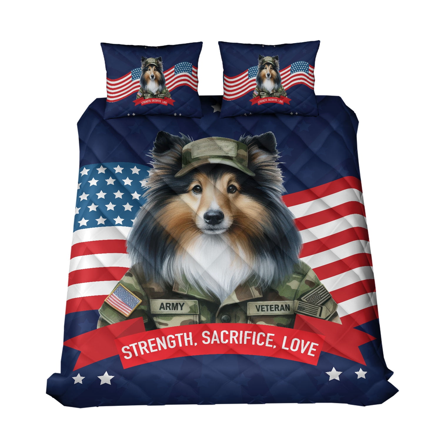 Happy Father's Day Honoring Veterans Shetland Sheepdog in Army Uniform ...