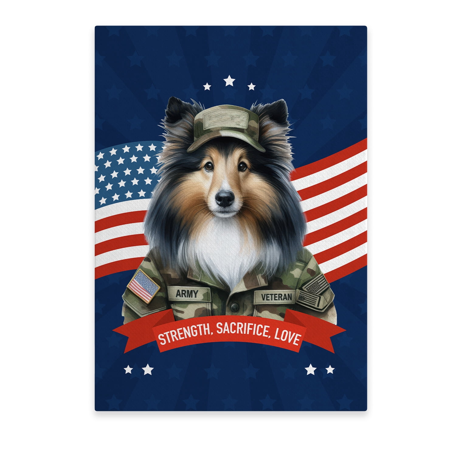 Happy Father's Day Honoring Veterans Shetland Sheepdog in Army Uniform ...