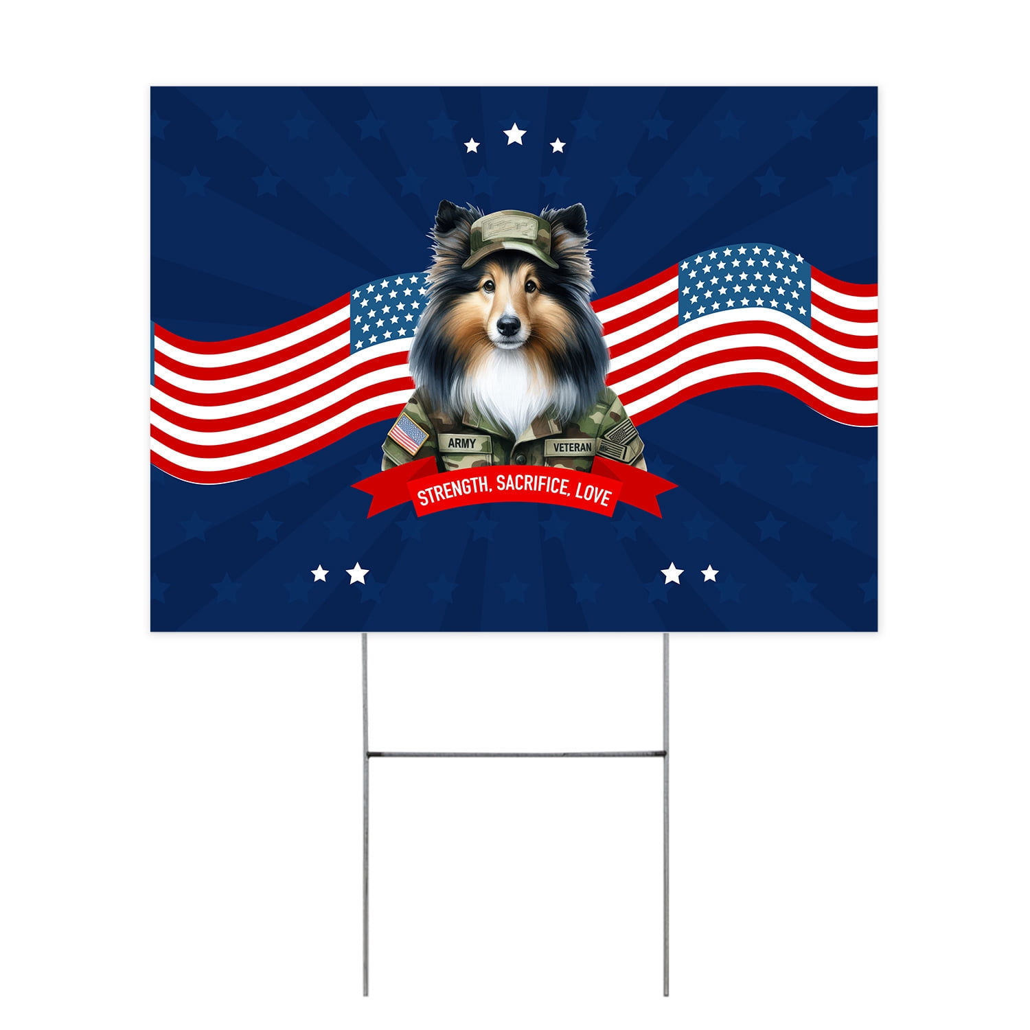 Happy Father's Day Honoring Veterans Shetland Sheepdog in Army Uniform ...