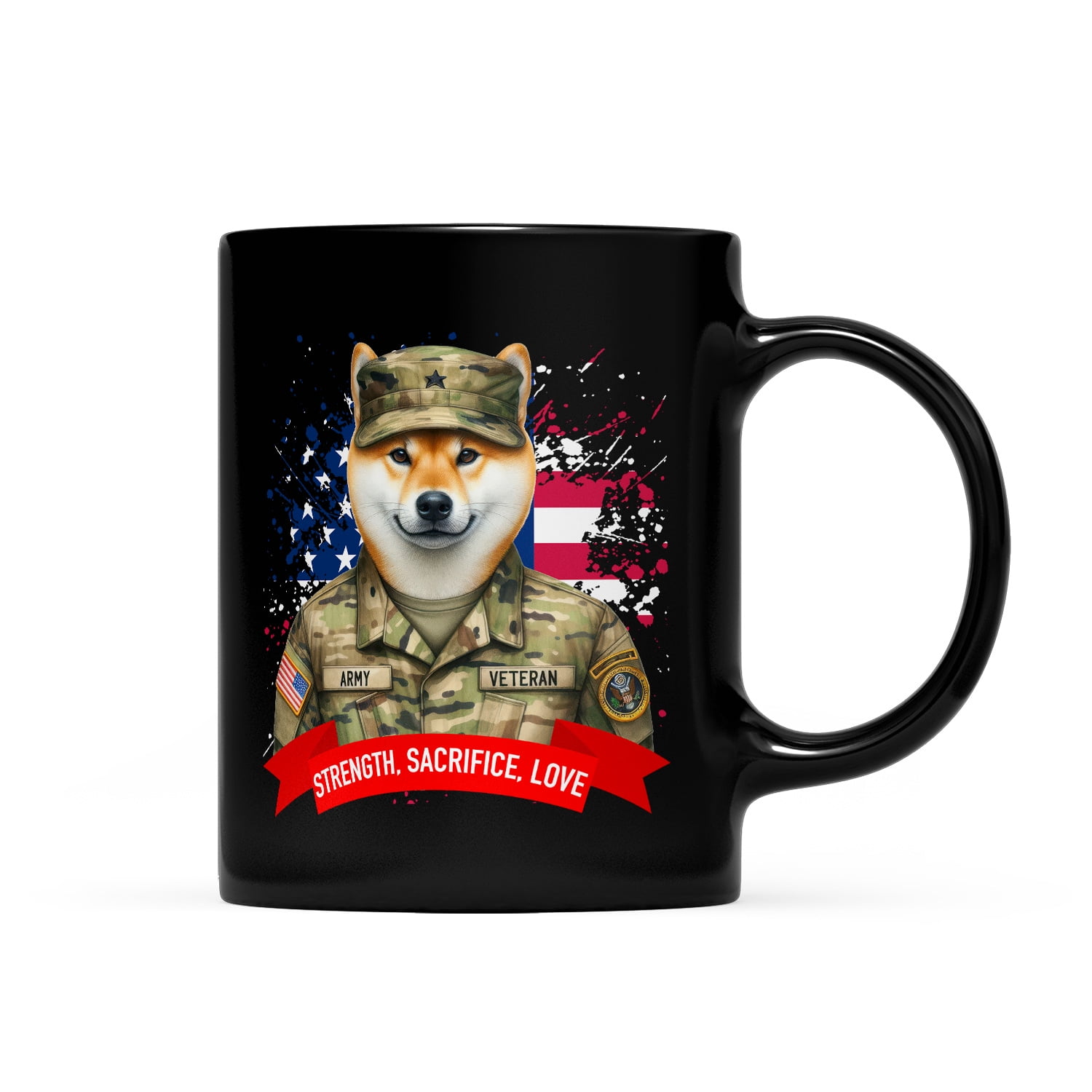 Happy Father's Day Honoring Veterans Shiba Inu in Army Uniform Mug ...