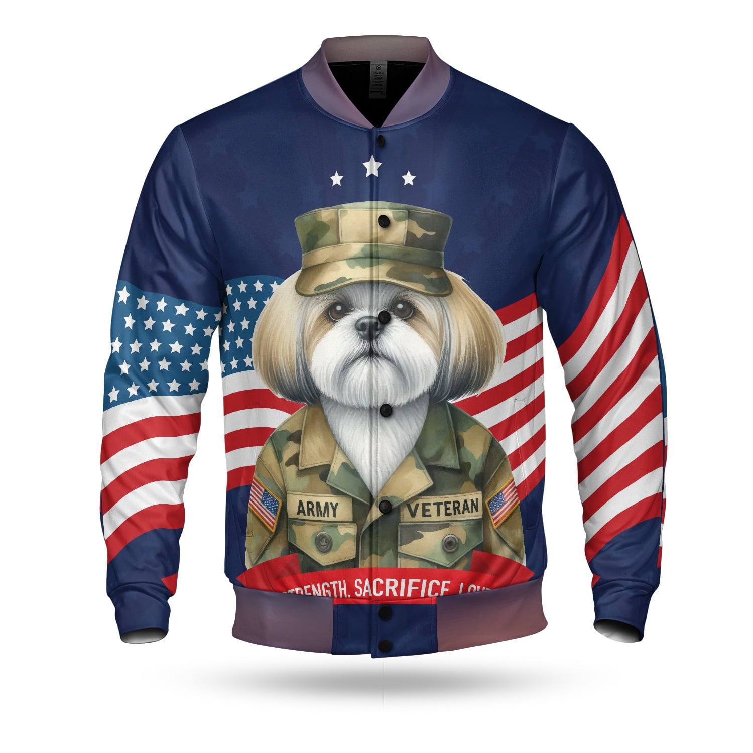 Happy Father's Day Honoring Veterans Shih Tzu in Army Uniform All Over ...