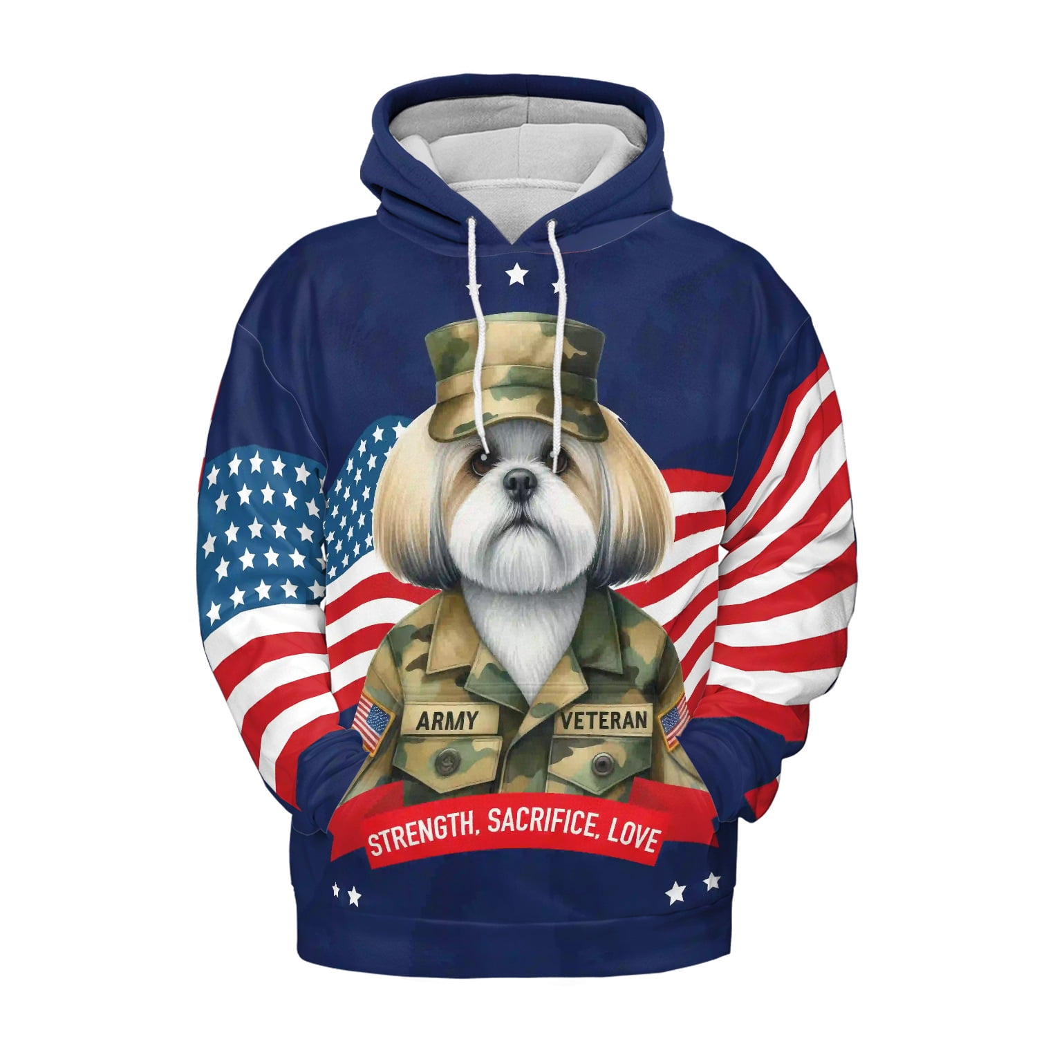 Happy Father's Day Honoring Veterans Shih Tzu in Army Uniform All Over ...