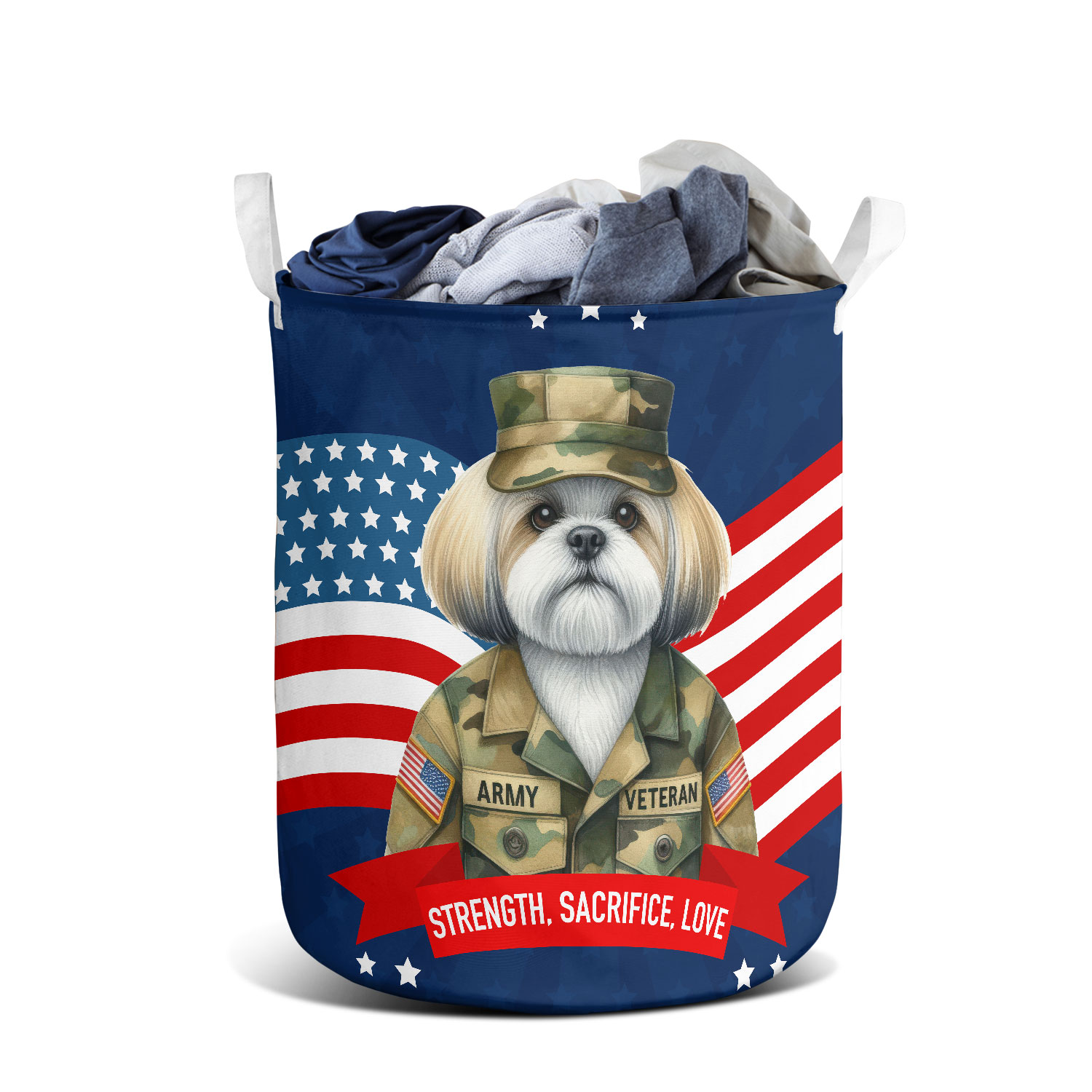 Happy Father's Day Honoring Veterans Shih Tzu in Army Uniform Foldable ...