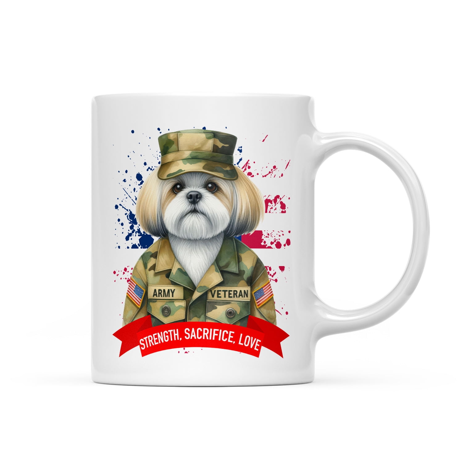 Happy Father's Day Honoring Veterans Shih Tzu in Army Uniform Mug Lion ...