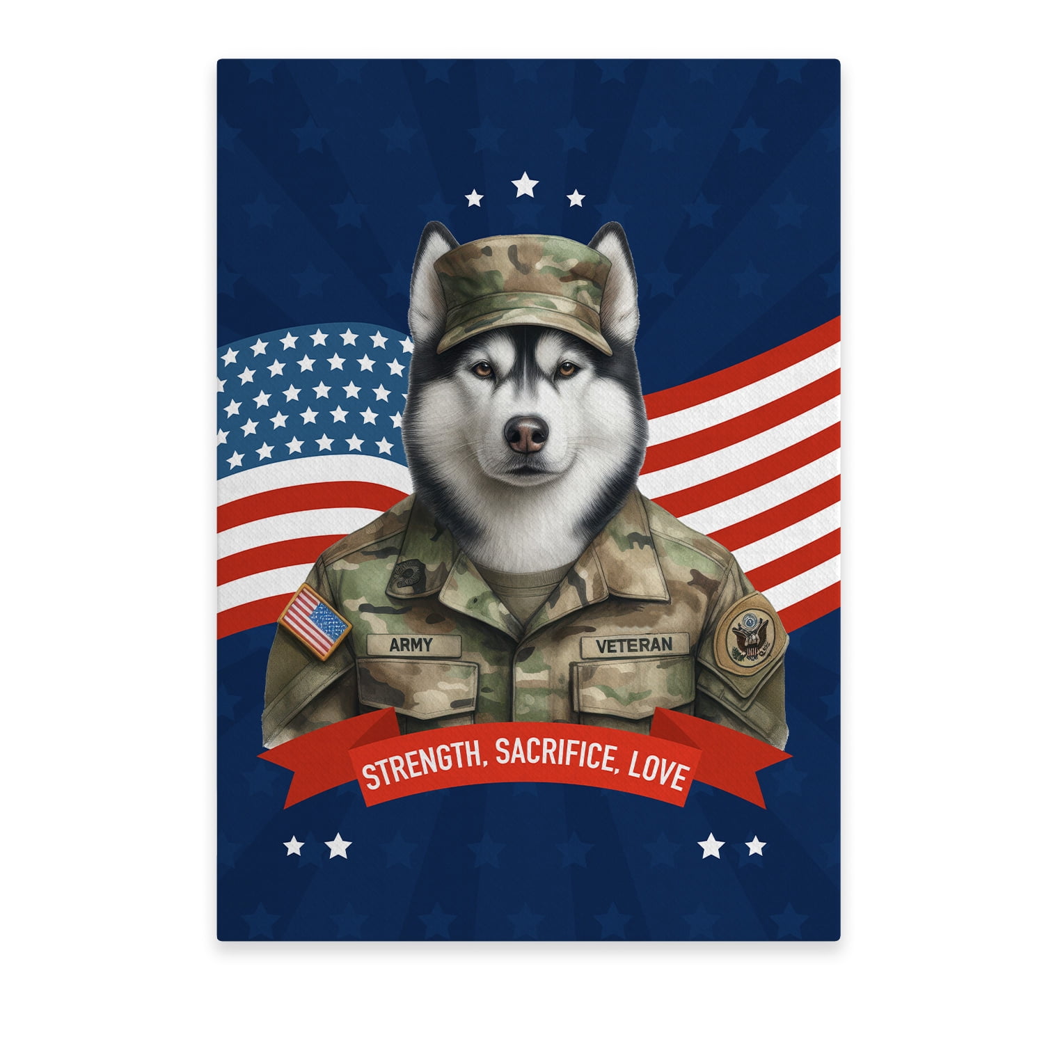 Happy Father's Day Honoring Veterans Siberian Husky in Army Uniform ...