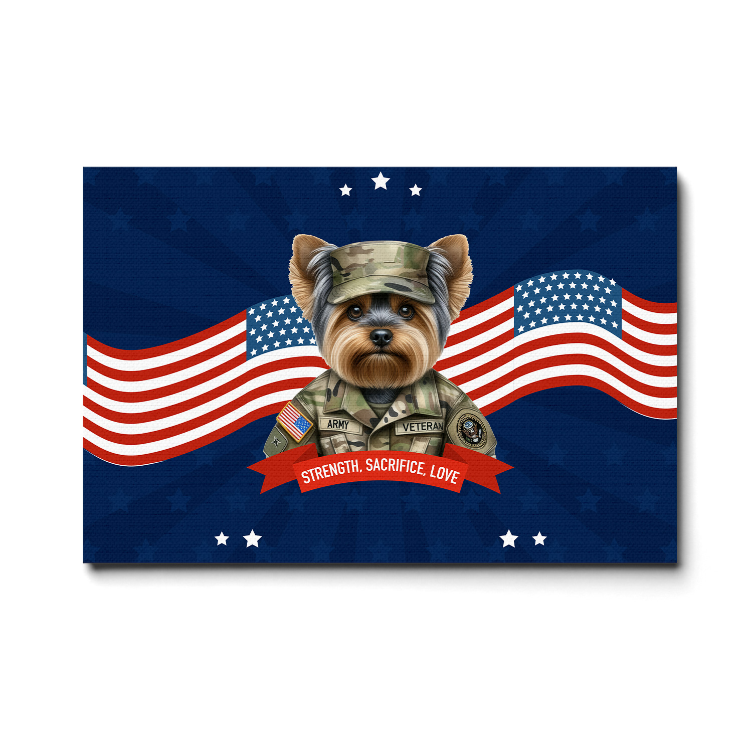 Happy Father's Day Honoring Veterans Yorkshire Terrier in Army Uniform ...