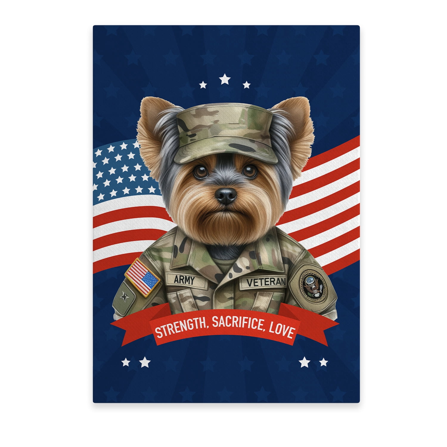 Happy Father's Day Honoring Veterans Yorkshire Terrier in Army Uniform ...
