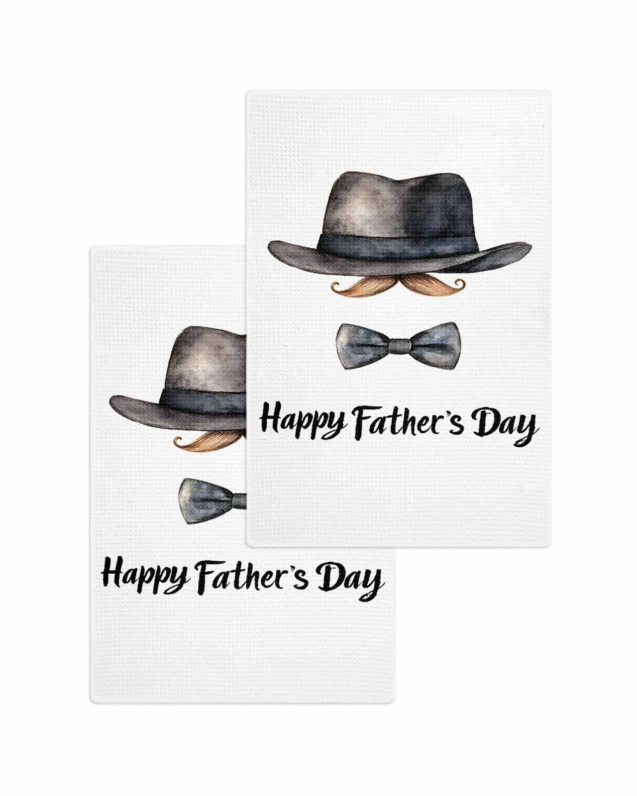 Happy Father's Day Kitchen Dish Towels for Drying Dishes Set of 2, Bow ...