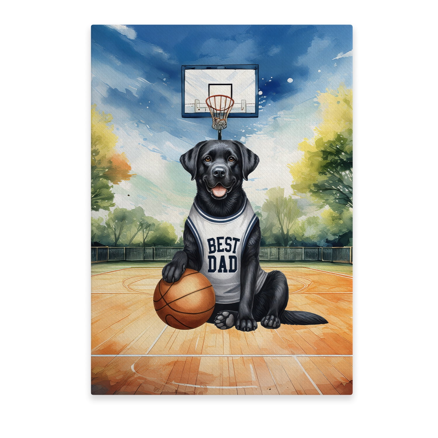 Happy Father's Day Labrador Retriever Playing Basketball with Best Dad ...