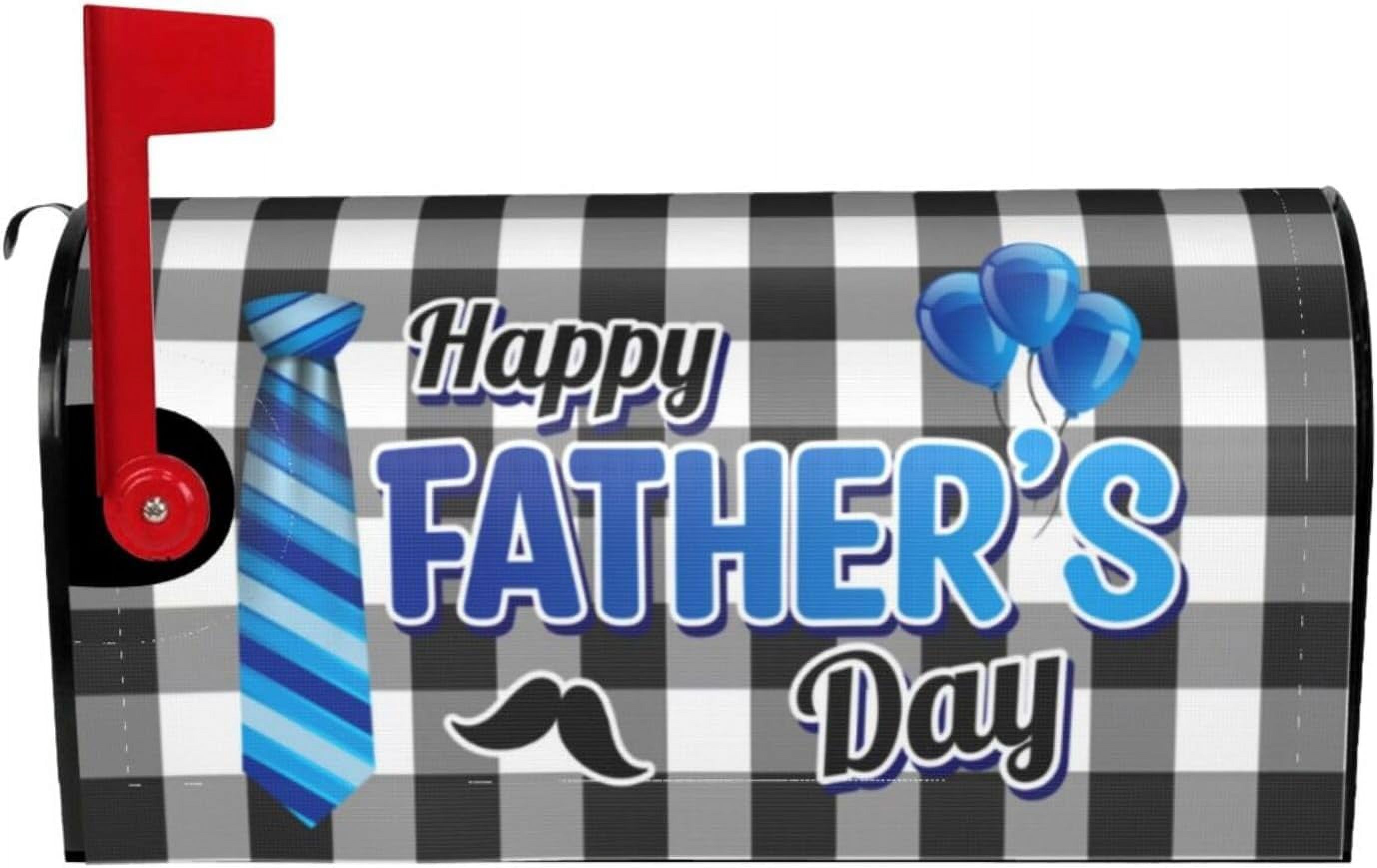 Happy Father''s Day Mailbox Covers, Black Buffalo Plaid Outdoor ...