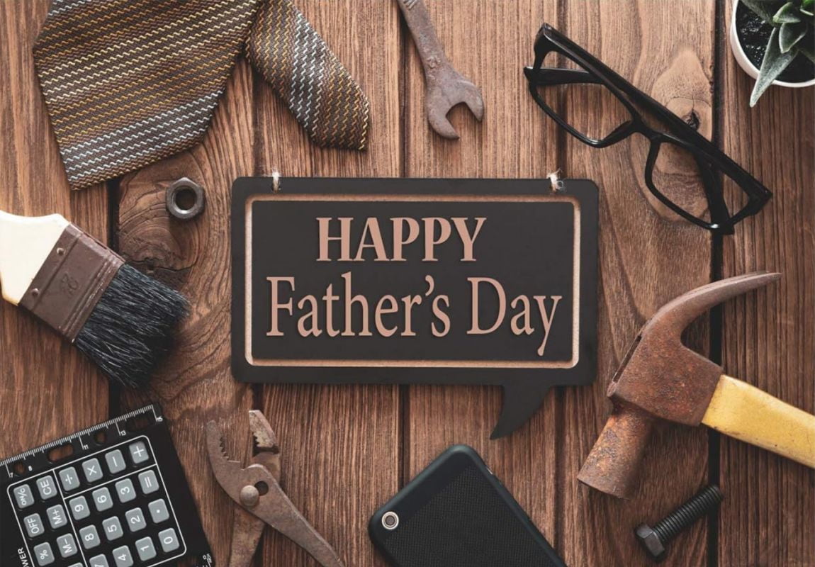 Happy Father's Day Party Backdrop Navy Blue and Gold Glitter Bokeh ...