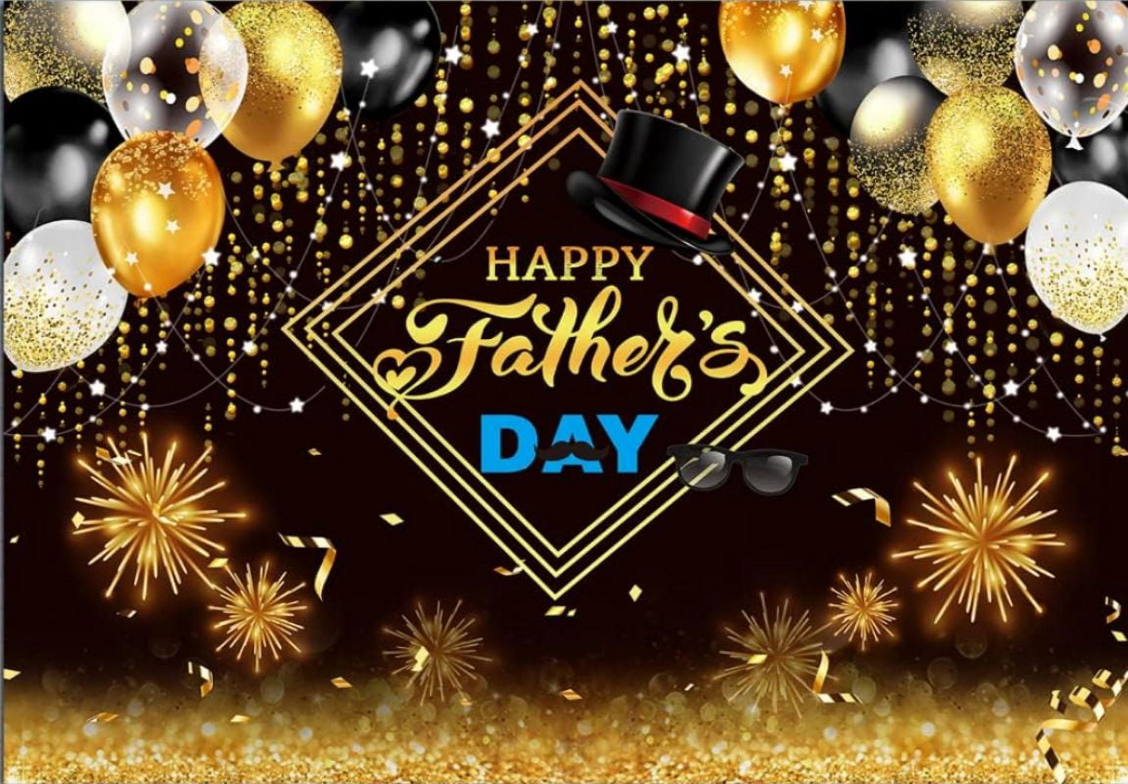 Happy Father's Day Party Backdrop Navy Blue and Gold Glitter Bokeh ...
