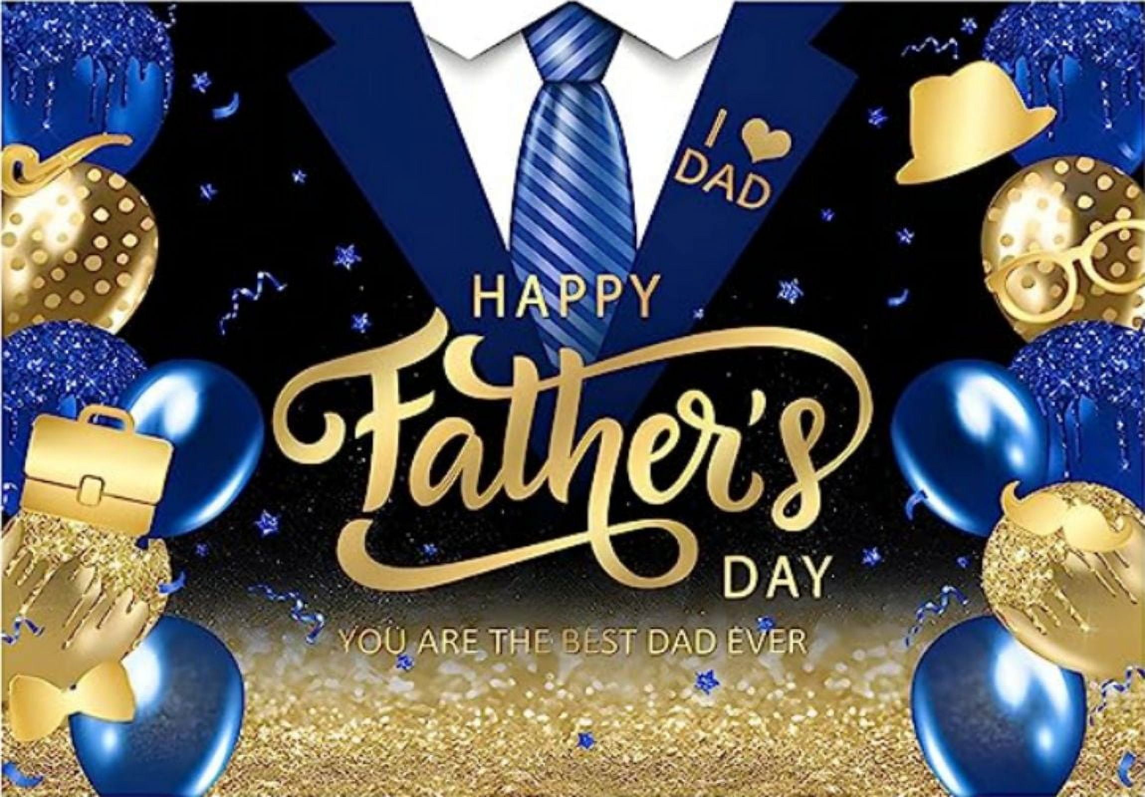 Happy Father's Day Party Backdrops I Love Dad Blue Heart Sequin Spots ...