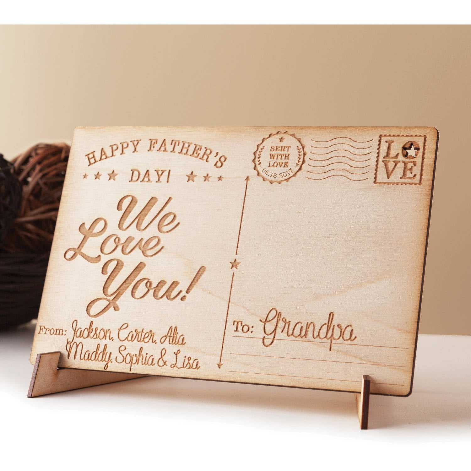 Happy Father's Day Personalized Wood Postcard, We - Walmart.com