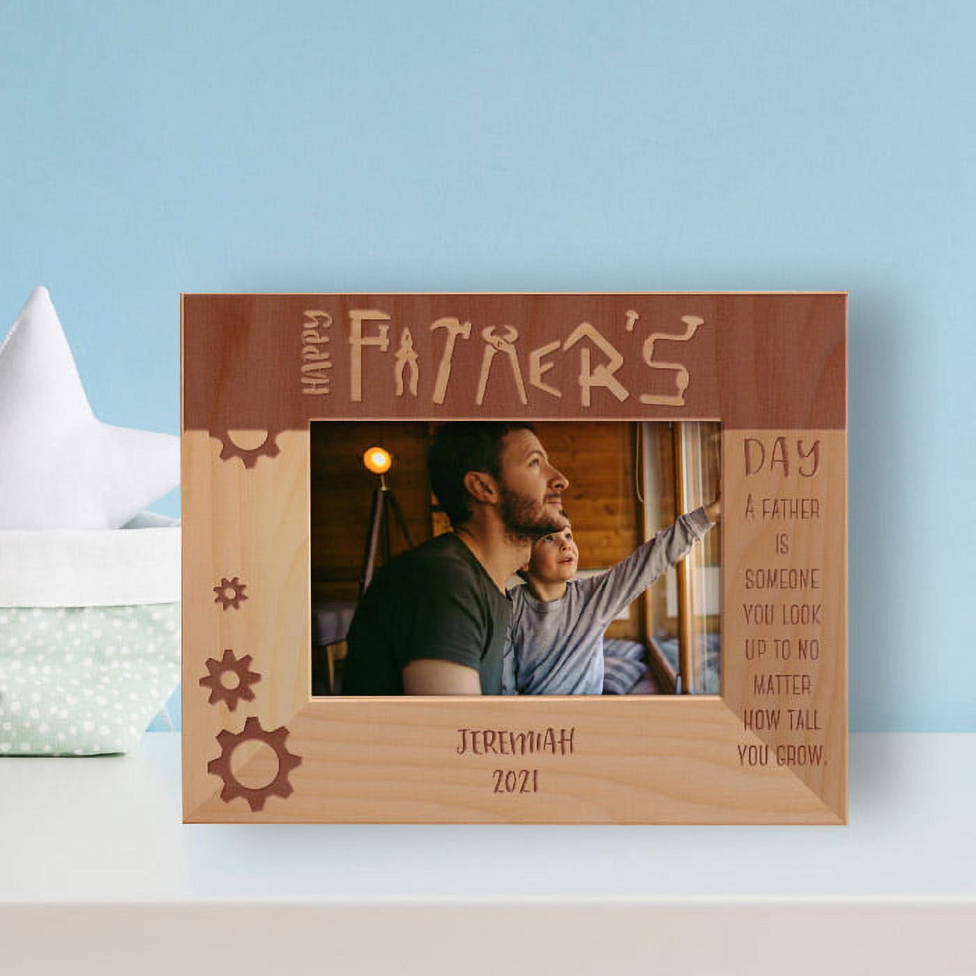 Happy Father's Day Personalized Wooden Frame-5" x 3 1/2" Brown ...